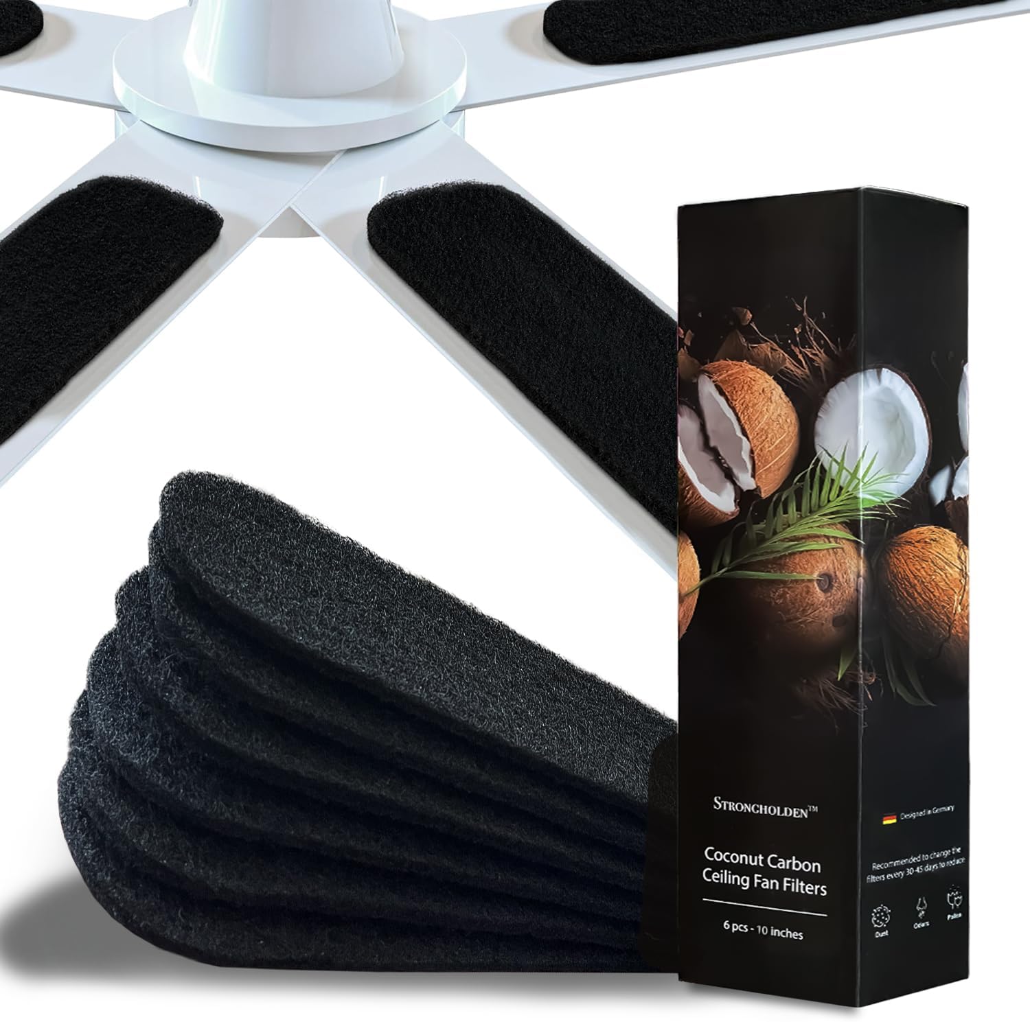 10 Pack Ceiling Fan Filters for Blades - Ceiling Fan Air Purifier Pads ...