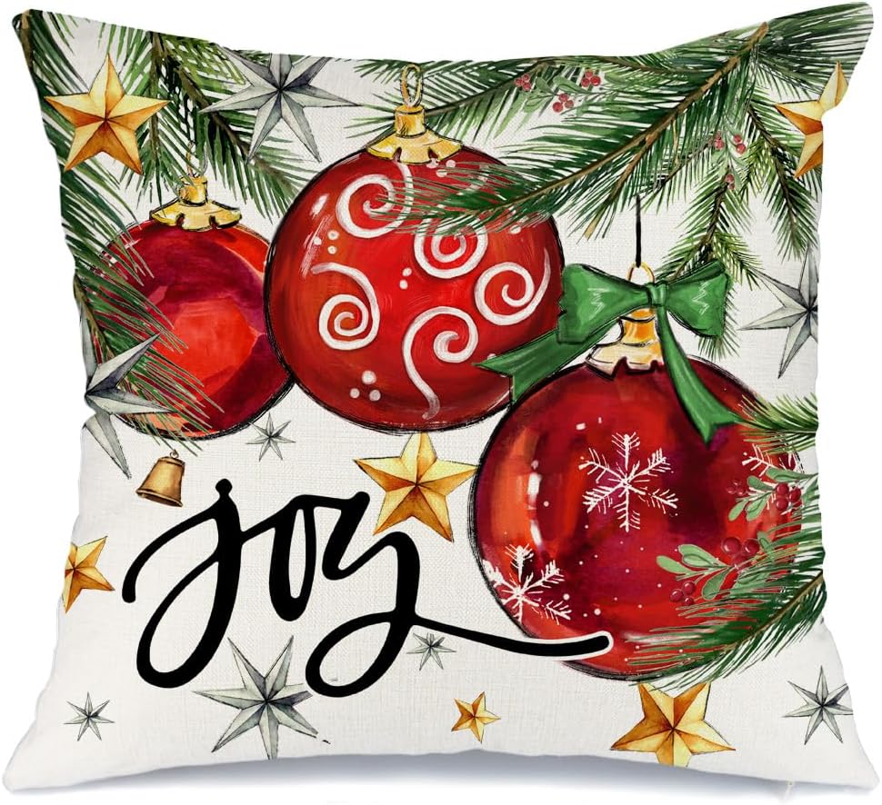 Amazon.com: AACORS Christmas Pillow Cover 18X18 Inch Baubles Christmas ...