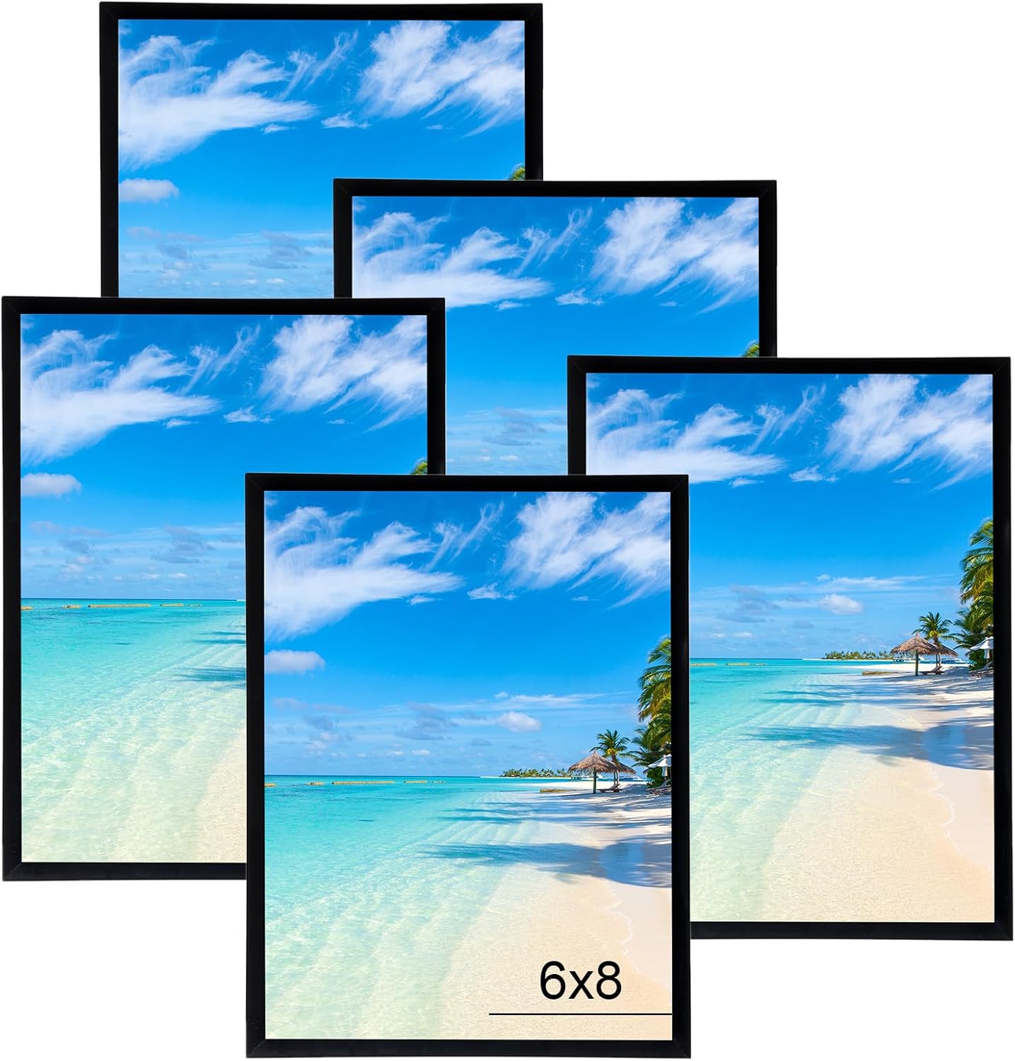 6x8 Picture Frame Black 5 Pack 6 by 8 Photo Frames Set for Wall or ...