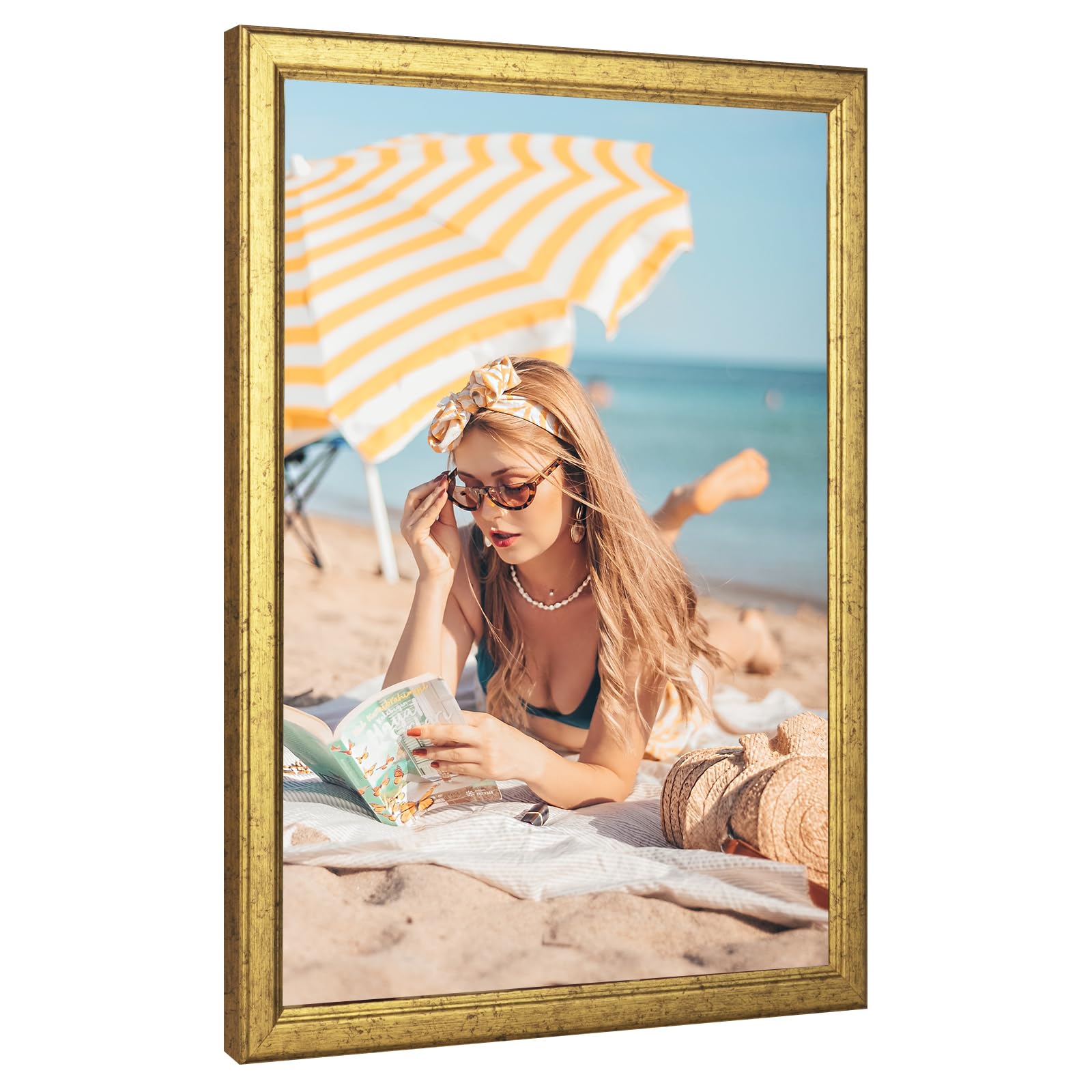 Amazon.com - MOUDAMION Wood 14x22 Frame Gold, Ornate Natural 22x14in ...