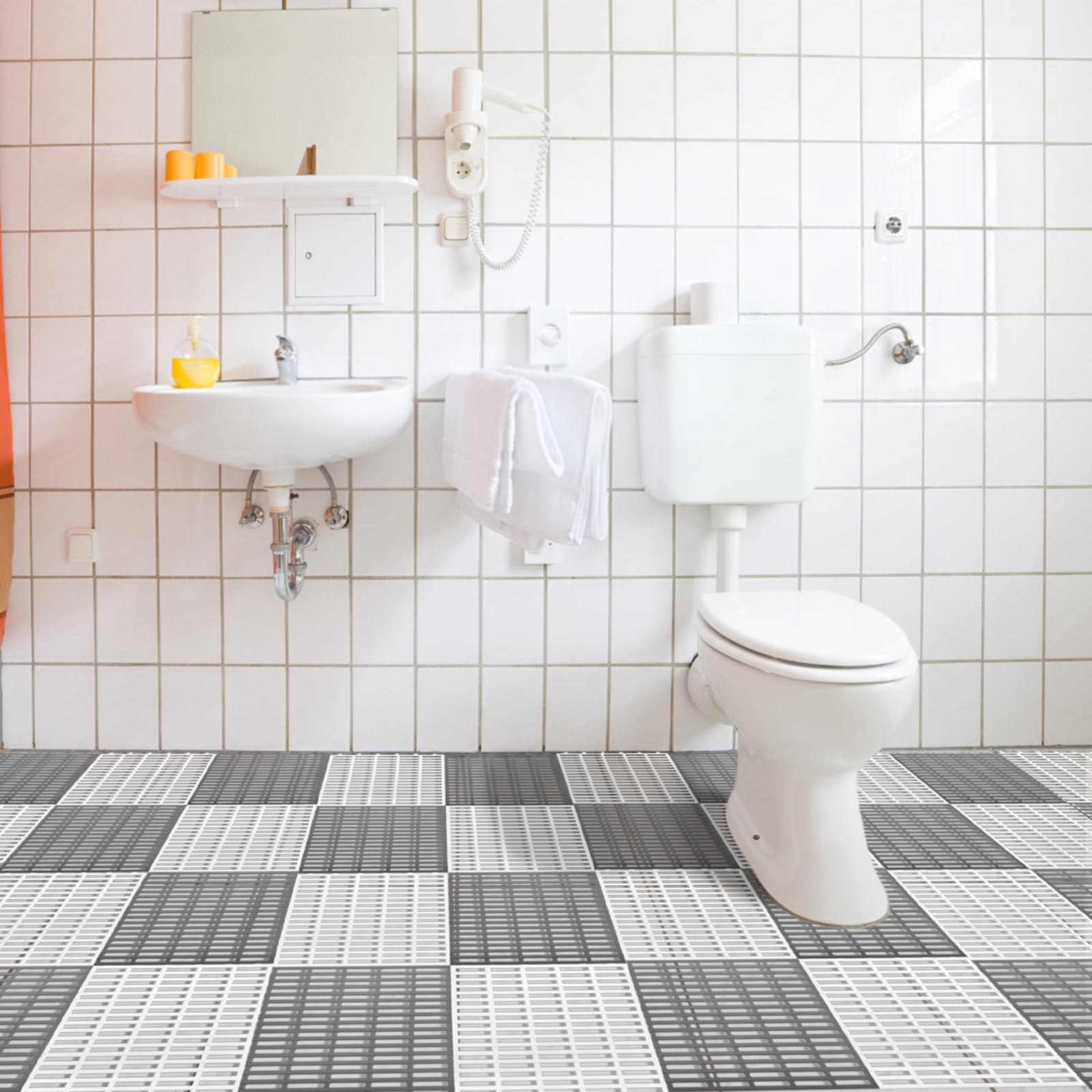 Snapklik.com : 12 Pack Interlocking Shower Floor Tiles, 12"x12" Non ...