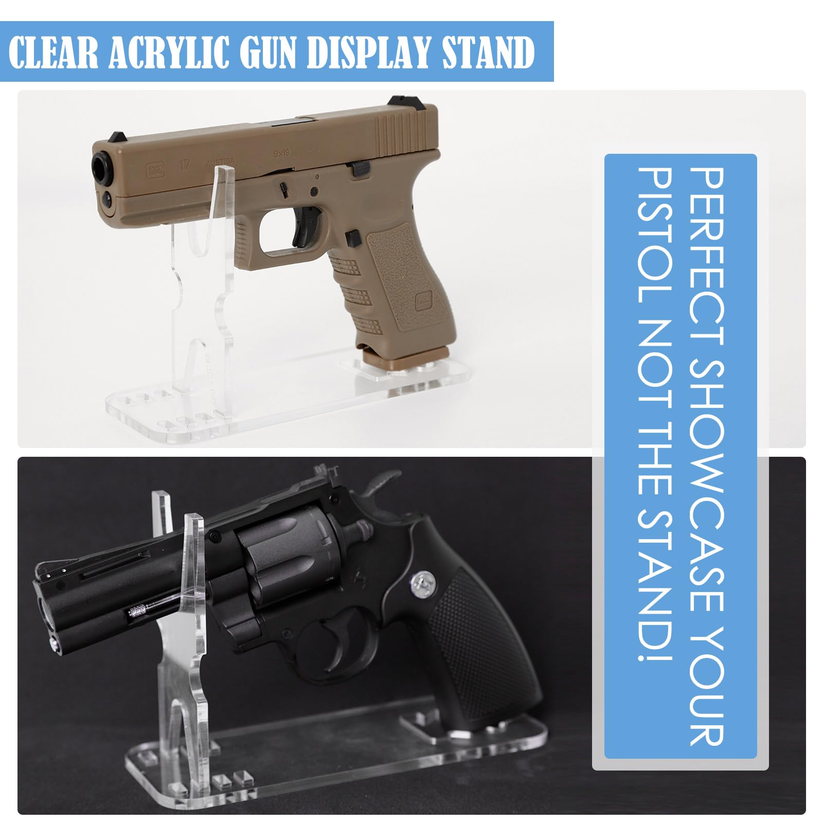 Snapklik.com : 2Pcs Acrylic Display Pistol Rack-Adjustable Pistol Stand ...