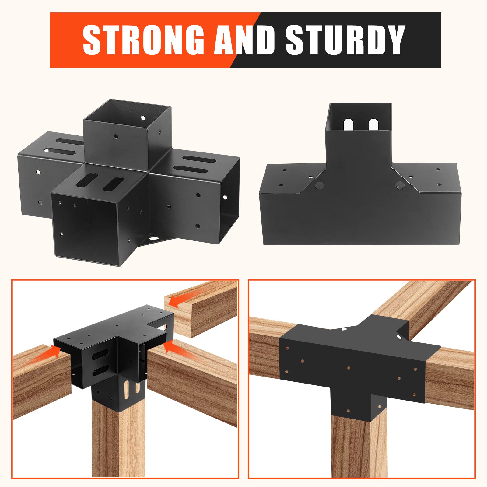 Snapklik.com : AXWHYS 4x4 Pergola Brackets(Actual: 3.5x3.5) 4-Way Right ...