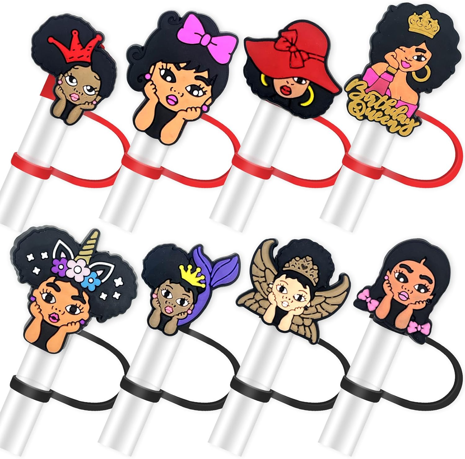 Amazon.com: 8Pcs Girls Straw Toppers for Tumbles, 10mm Straw Cover Caps ...