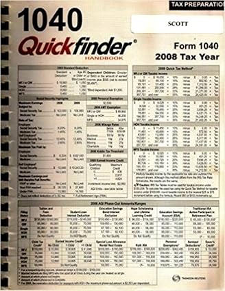 1040 Quickfinder Handbook - Form 1040 2008 Tax Year: Quickfinder ...