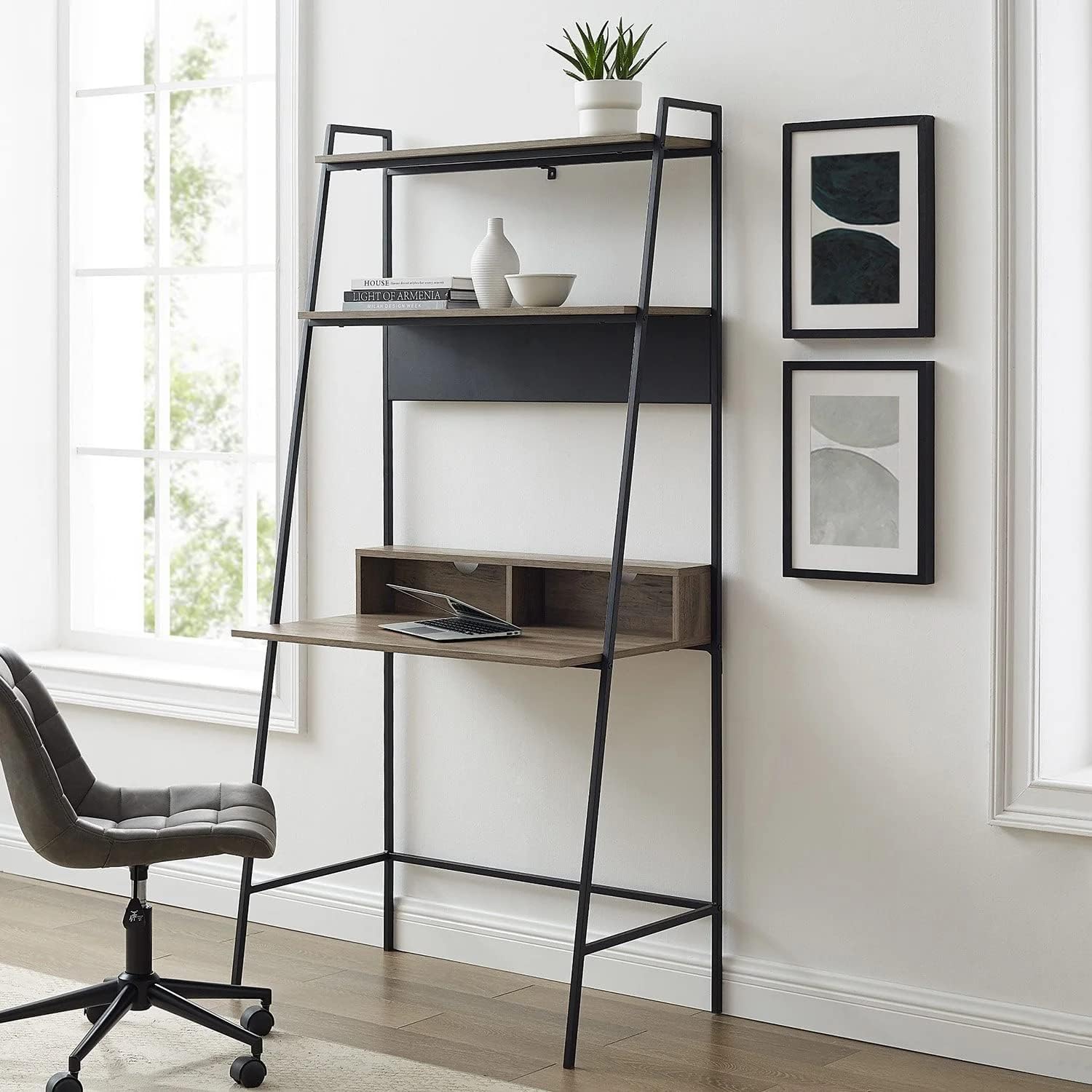 URBNLIVING Urban Industrial Rustic Home Office Ladder Computer Laptop ...