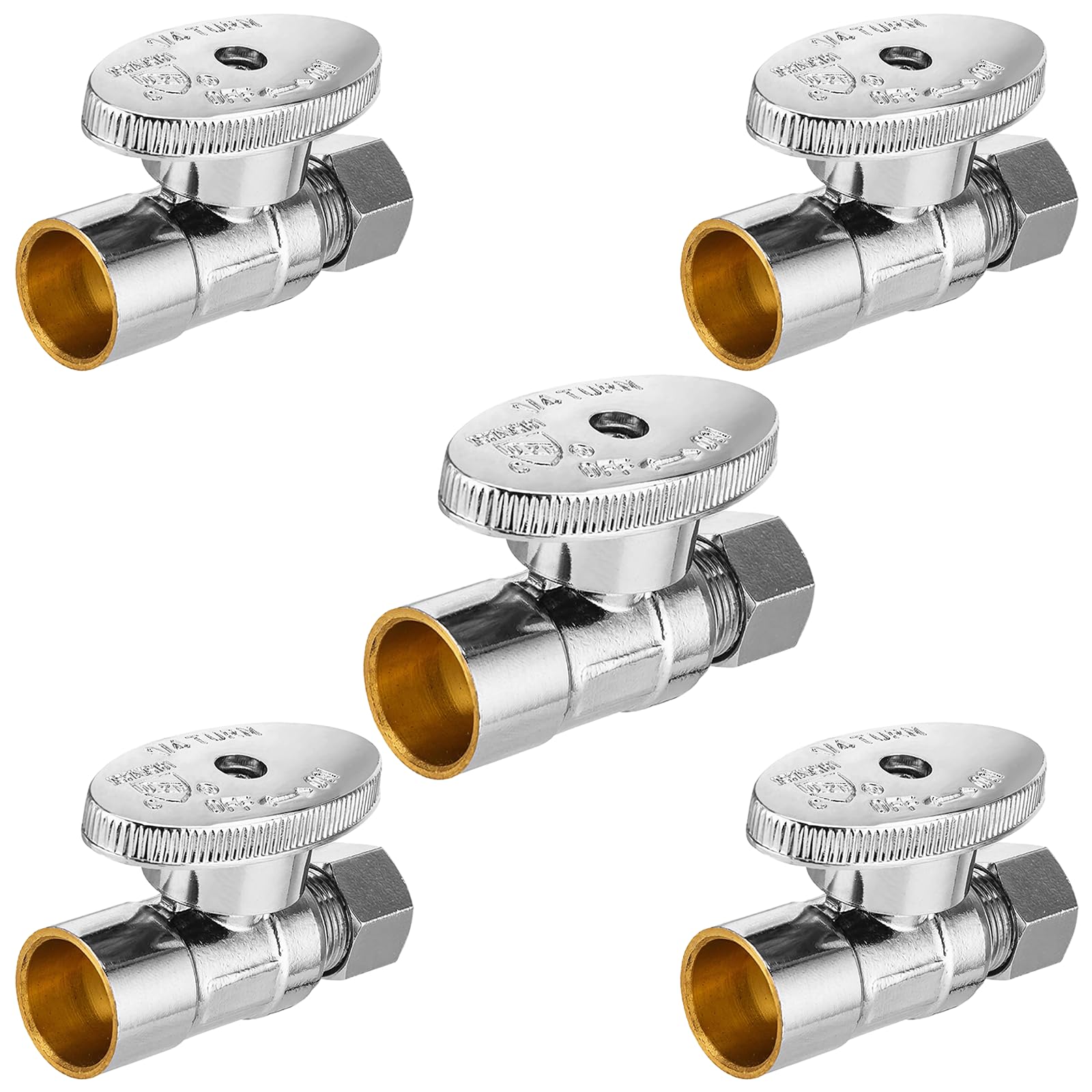 HeSun 5-PCs Pex Straight Stop Valve, 1/2" Sweat x 3/8" OD Compression ...