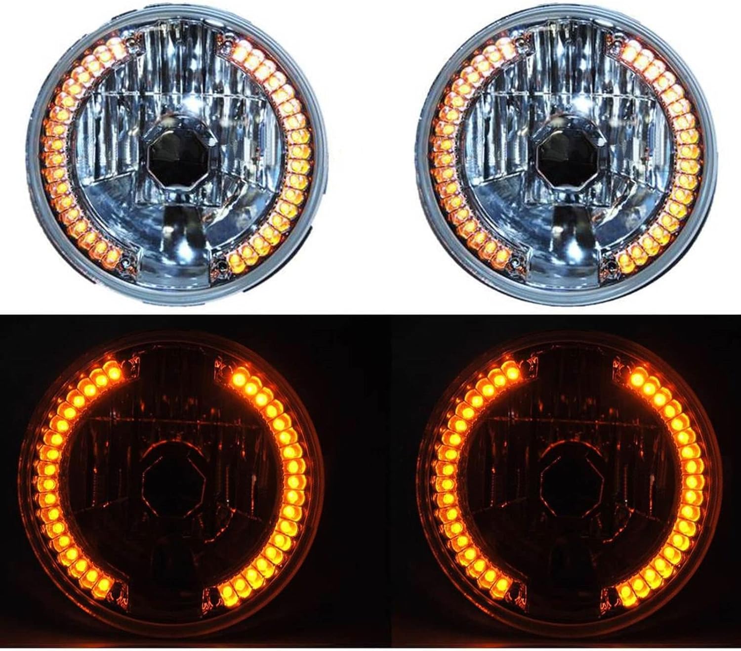 Amazon.com: Octane Lighting 7 Inch Halogen Amber LED Halo Turn Signal ...