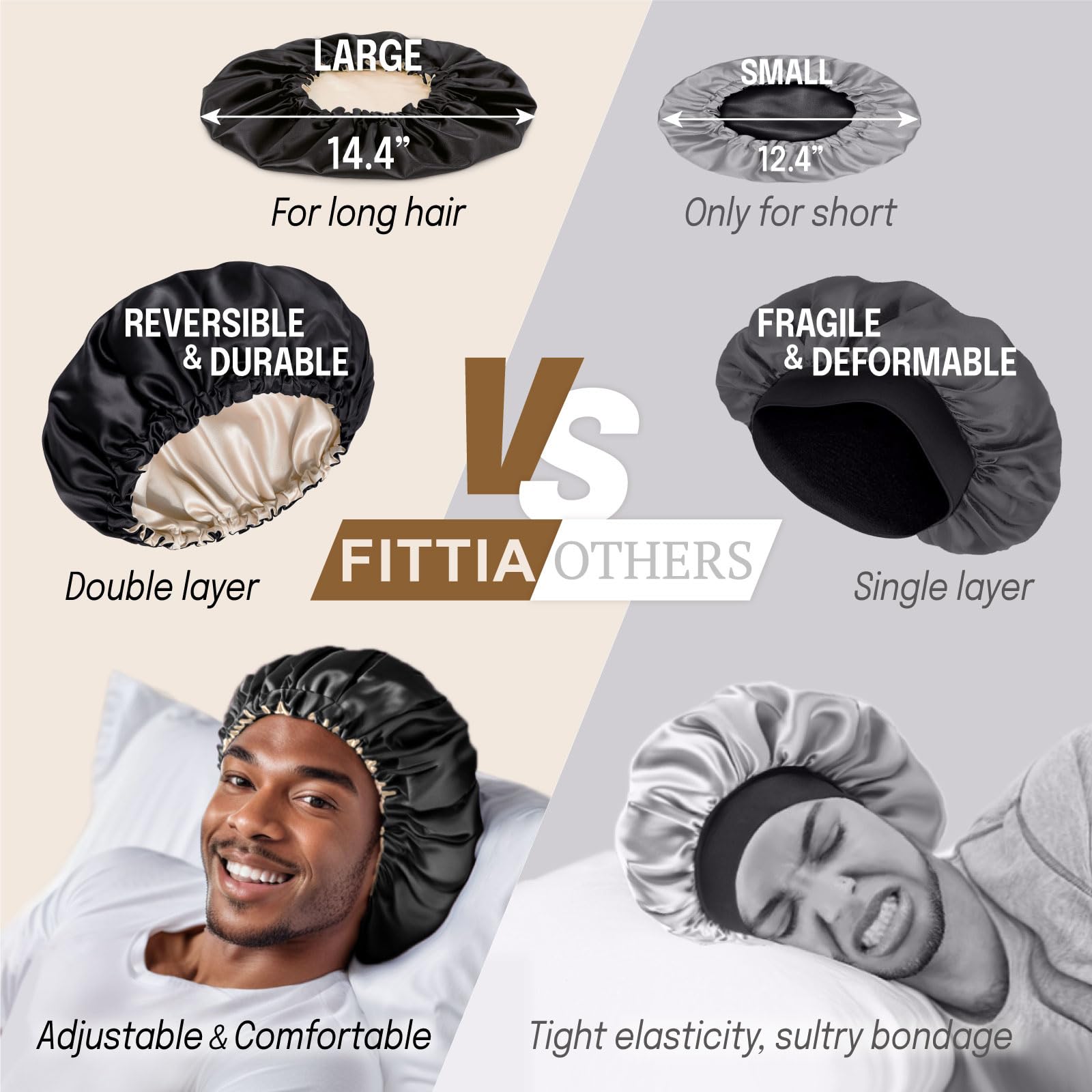 Snapklik.com : Satin Men Bonnet For Long Hair: Extra Deep & Large