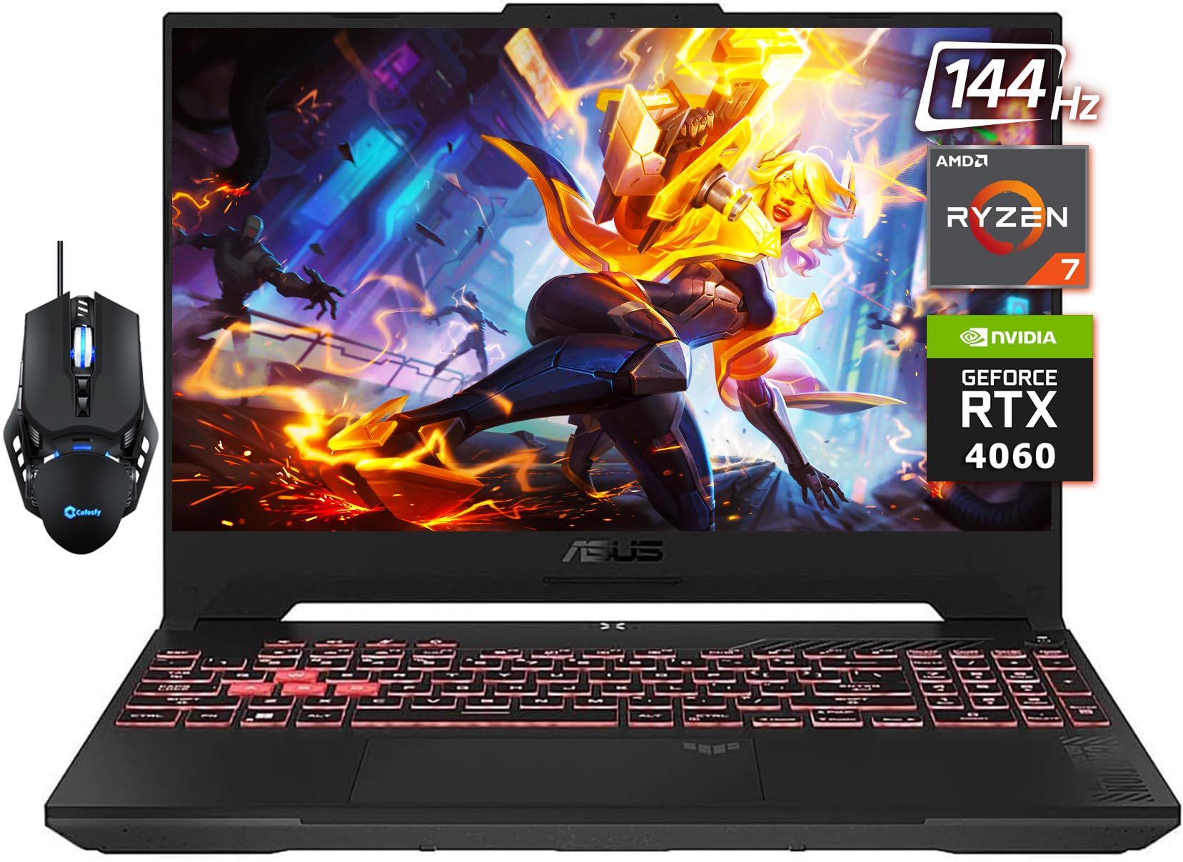 Snapklik.com : Asus 2024 Newest TUF A17 Gaming Laptop, 17.3" FHD 144Hz Display, AMD Ryzen 7 7735HS