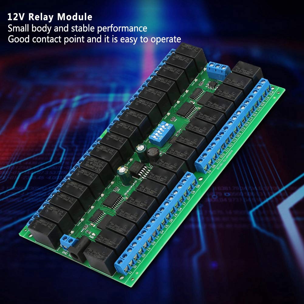 Relay Module, R421C32 DC12V 32 Channel RS485 Relay Modbus RTU Protocol Serial Remote Control ...