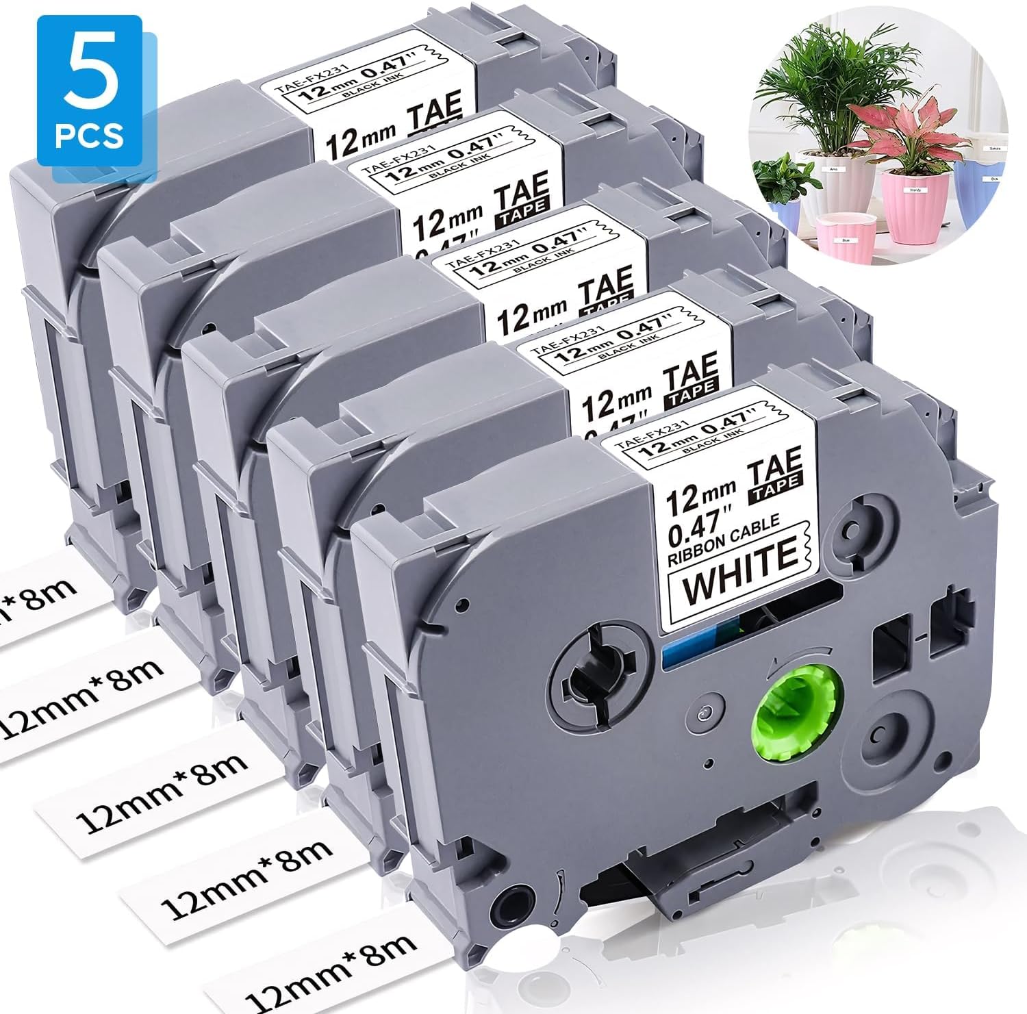 Brother P-Touch 1/2" Black on White Standard Laminated Tape (TZe231 ...