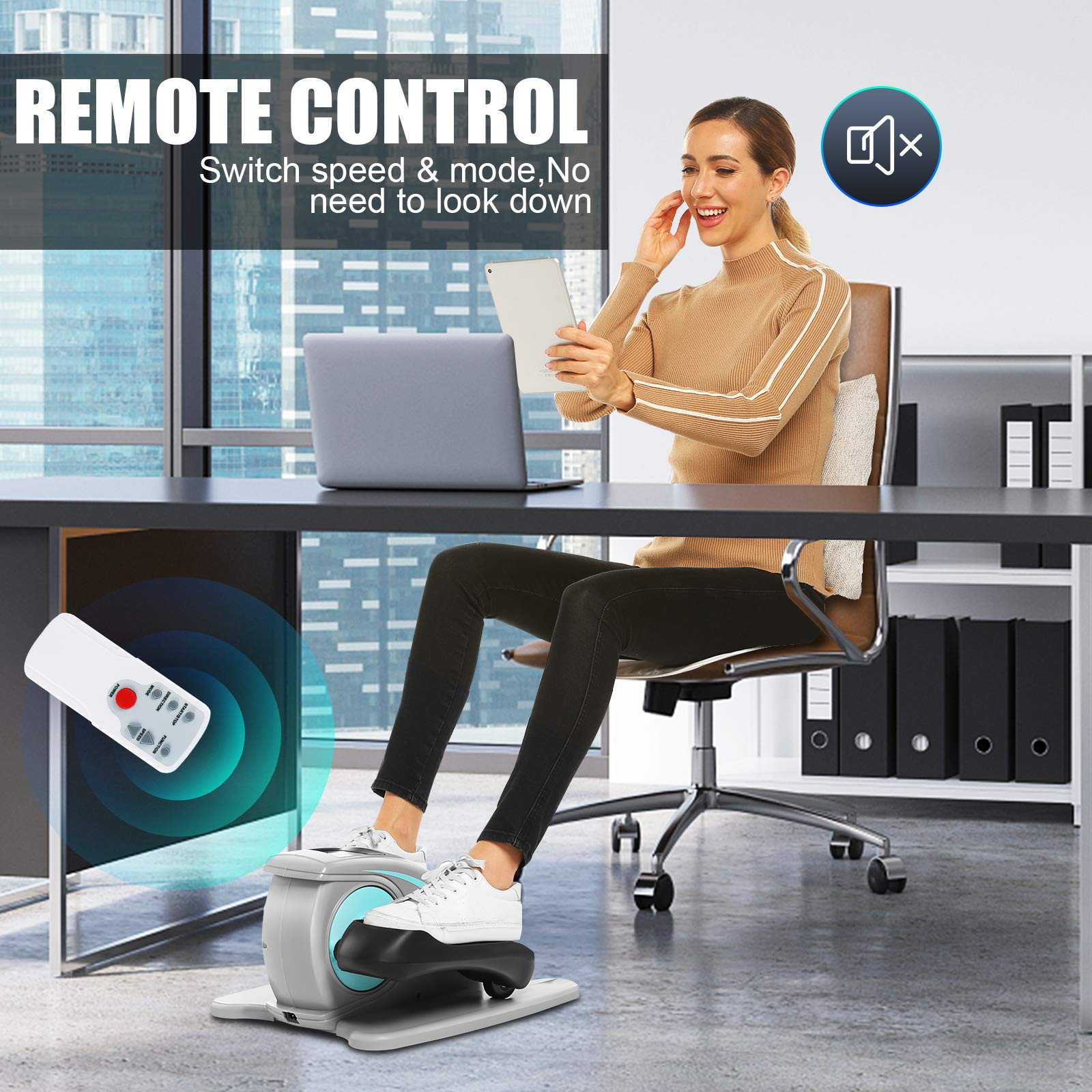 ANCHEER Under Desk Electric Mini Elliptical Machine, Remote Control ...