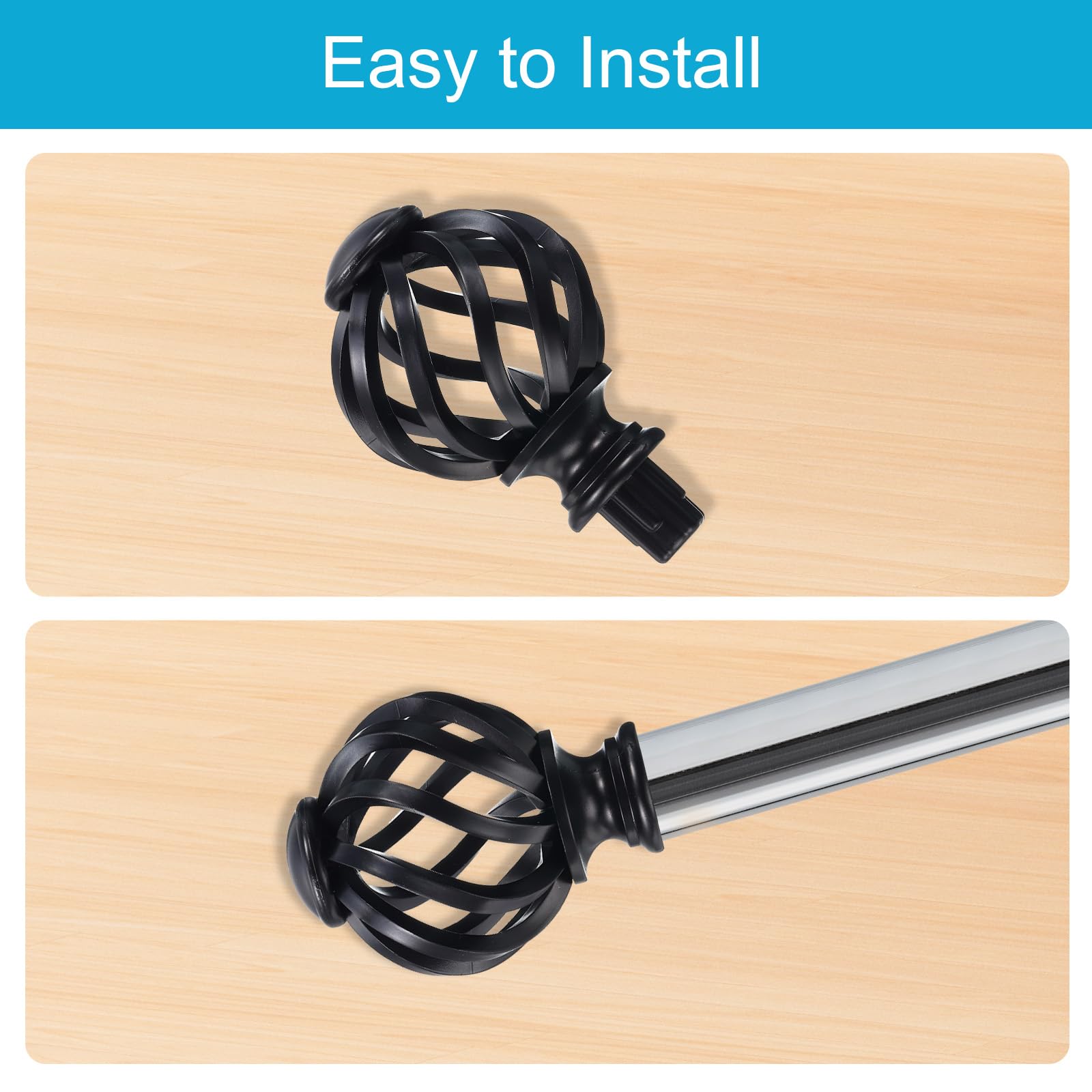 Curtain Pole Finials Sourcing Map Curtain Rod Finials, 2Pcs Plastic ...