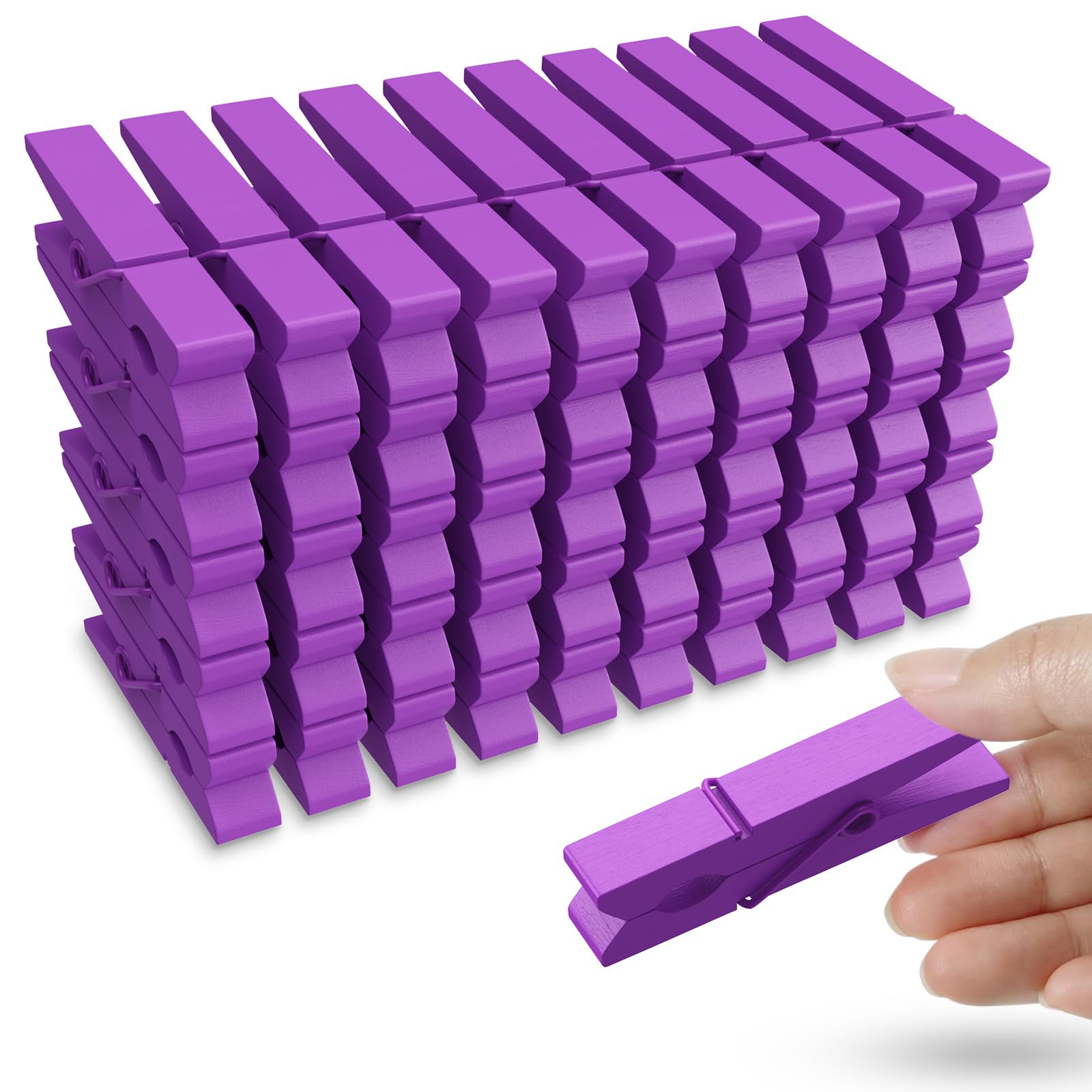 Amazon.com: 50PCS Colored Wooden Clothespins, 2.9inch Purple Clothes ...