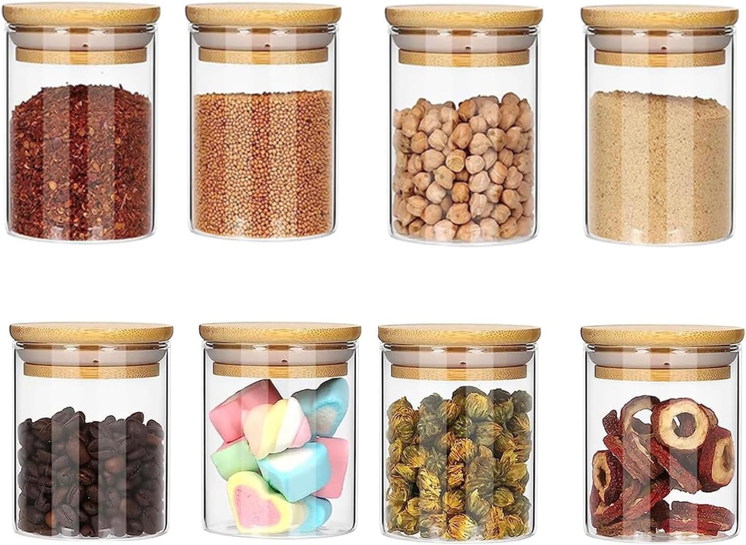 SEXYBIRDS Juego de 8 Recipientes de Vidrio Herméticos con Tapa ...