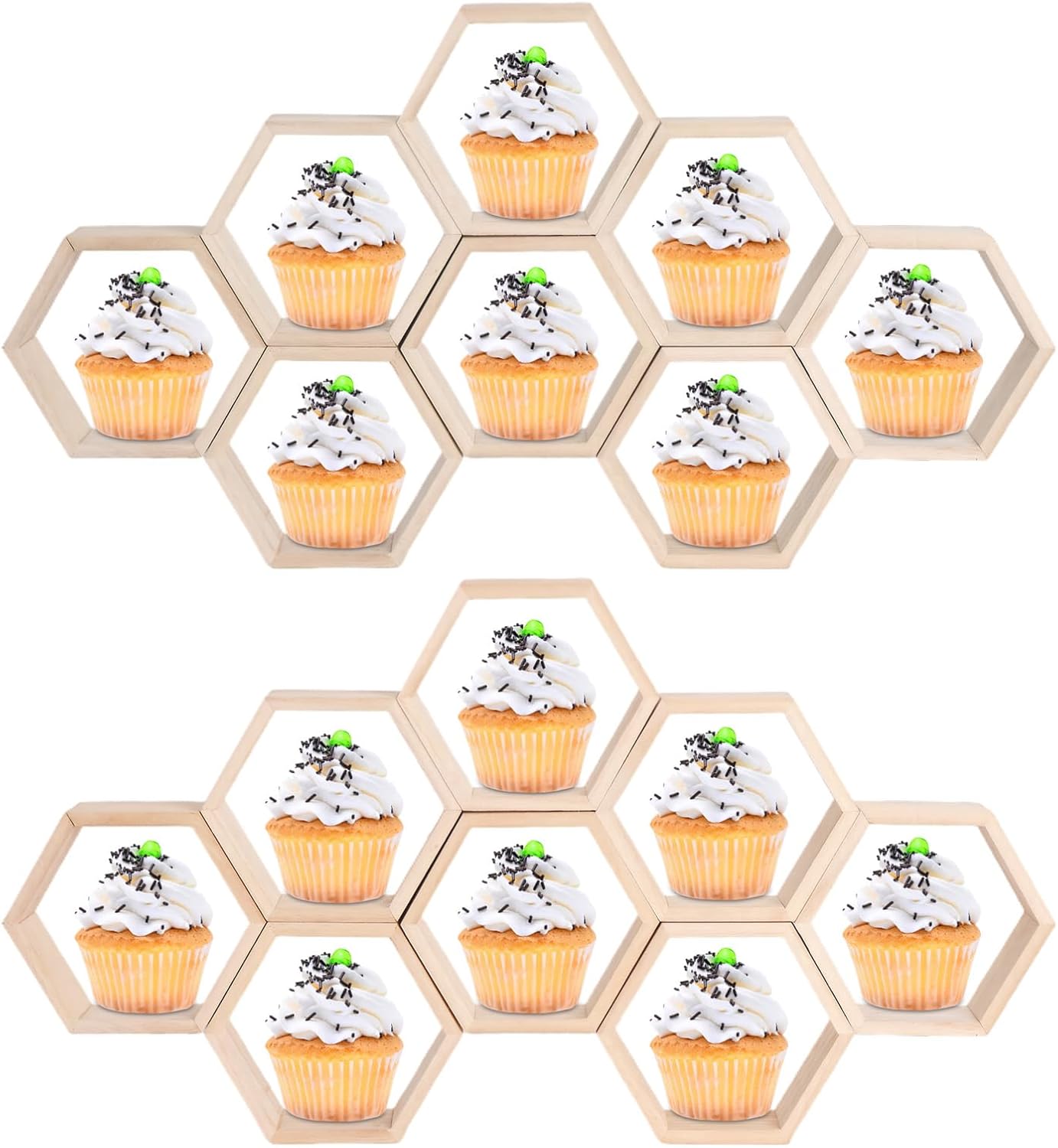 Amazon.com: 16Pcs Mini Honeycomb Cupcake Stand, Wooden Hexagon Cake ...