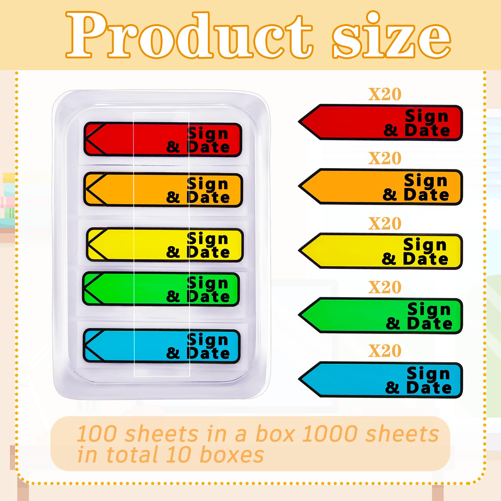 Snapklik.com : Colarr 10 Pack 1000 Pieces Sign Here Date Tabs Sign Here ...