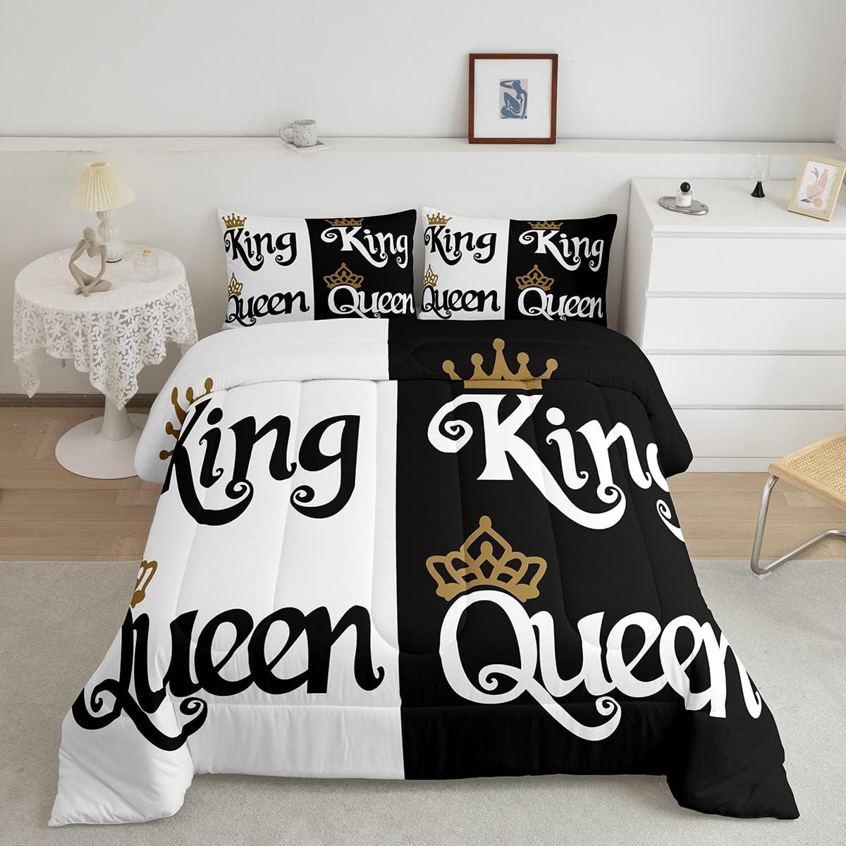 Amazon.com: Feelyou Mr Mrs Bedding Set Adults Couple Lover Comforter ...