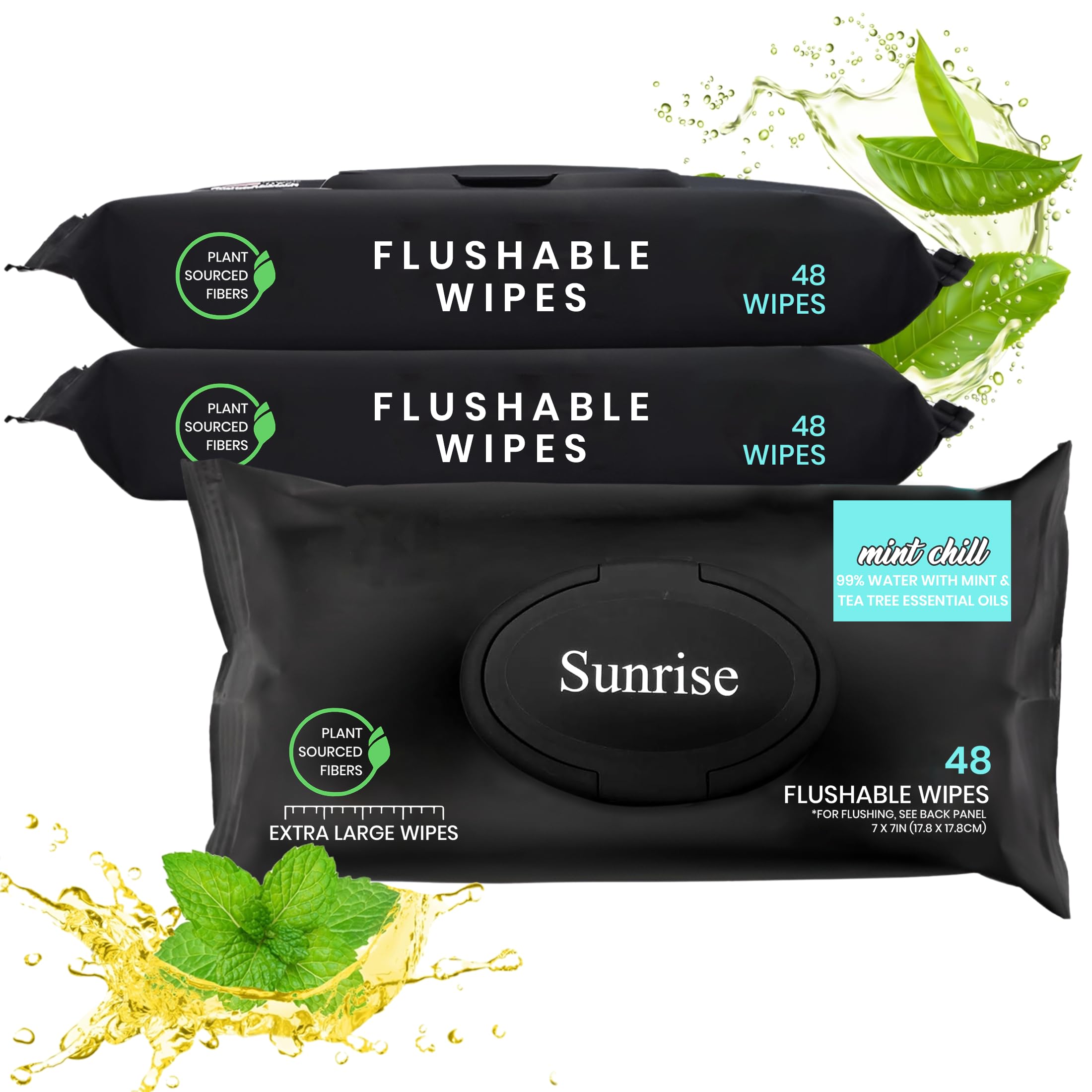 Amazon.com: Sunrise Extra Large Mint Chill Flushable wipes 3 pack 144 ...