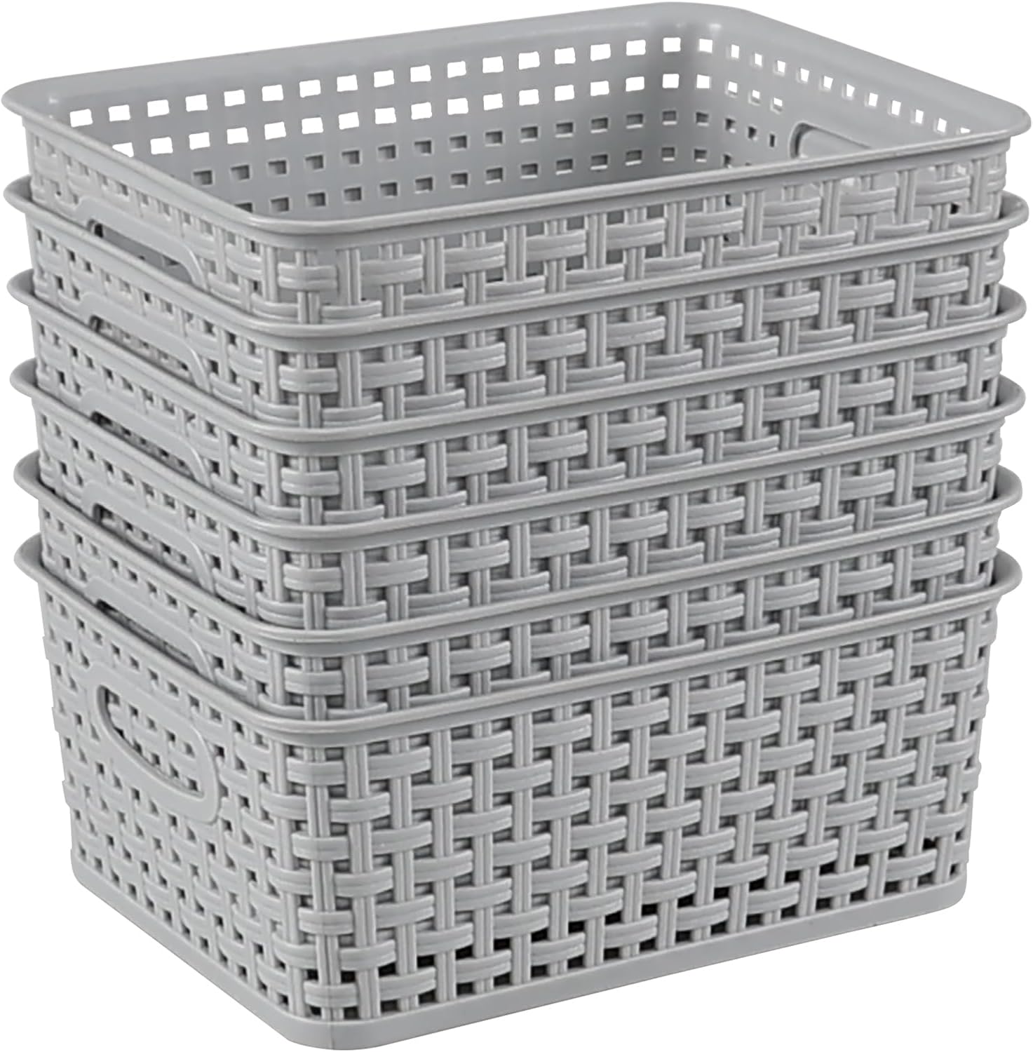 Xeabia 6 Packs Plastic Woven Storage Baskets, Small Weave Baskets For ...