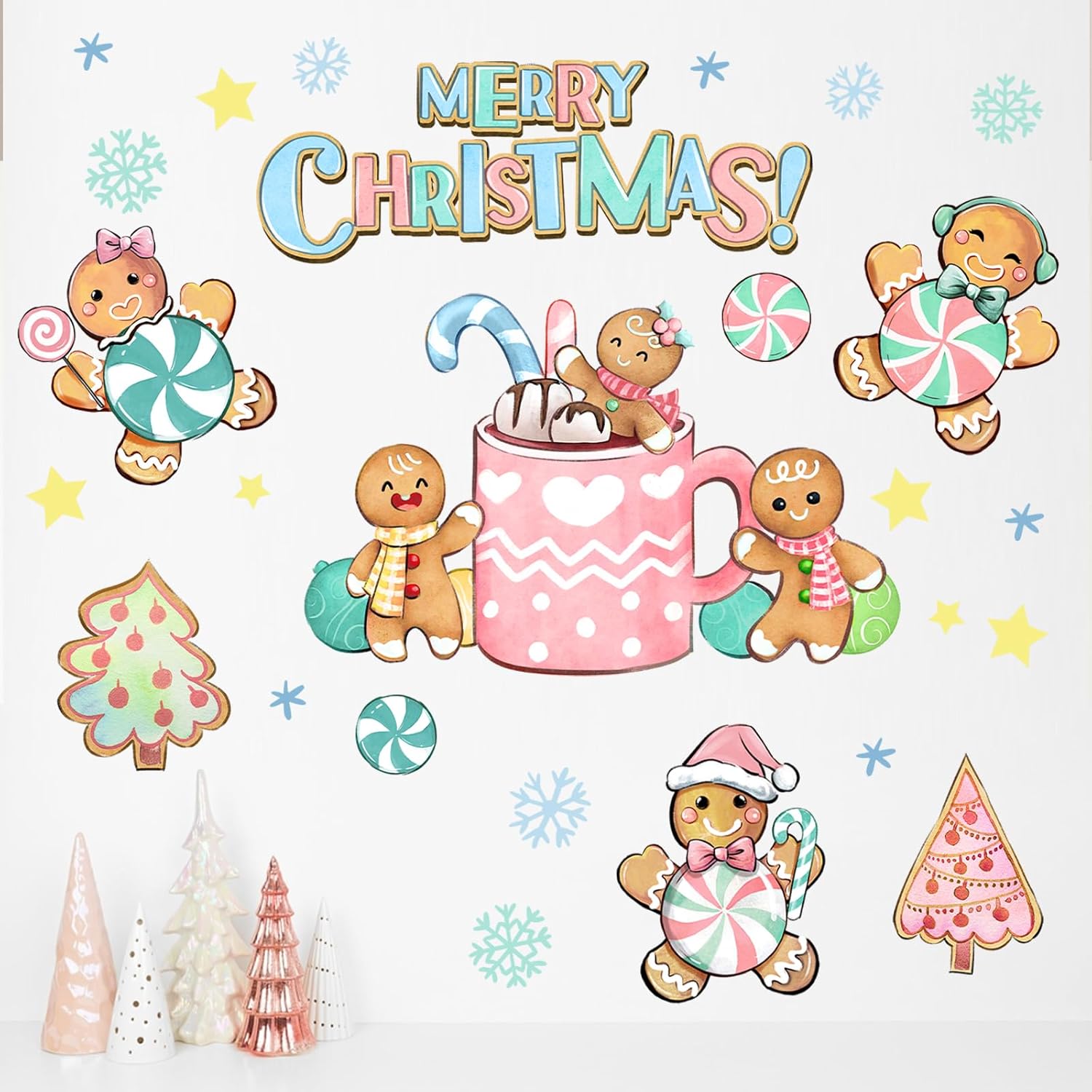 Amazon.com: Mfault Merry Christmas Gingerbread Wall Decals Stickers ...