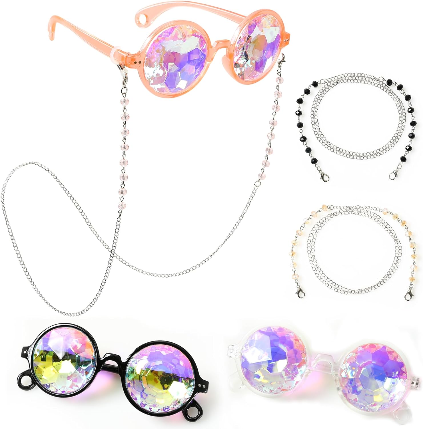 Amazon.com: 3 Pairs Kaleidoscope Rave Glasses for Women & Men with 3 ...
