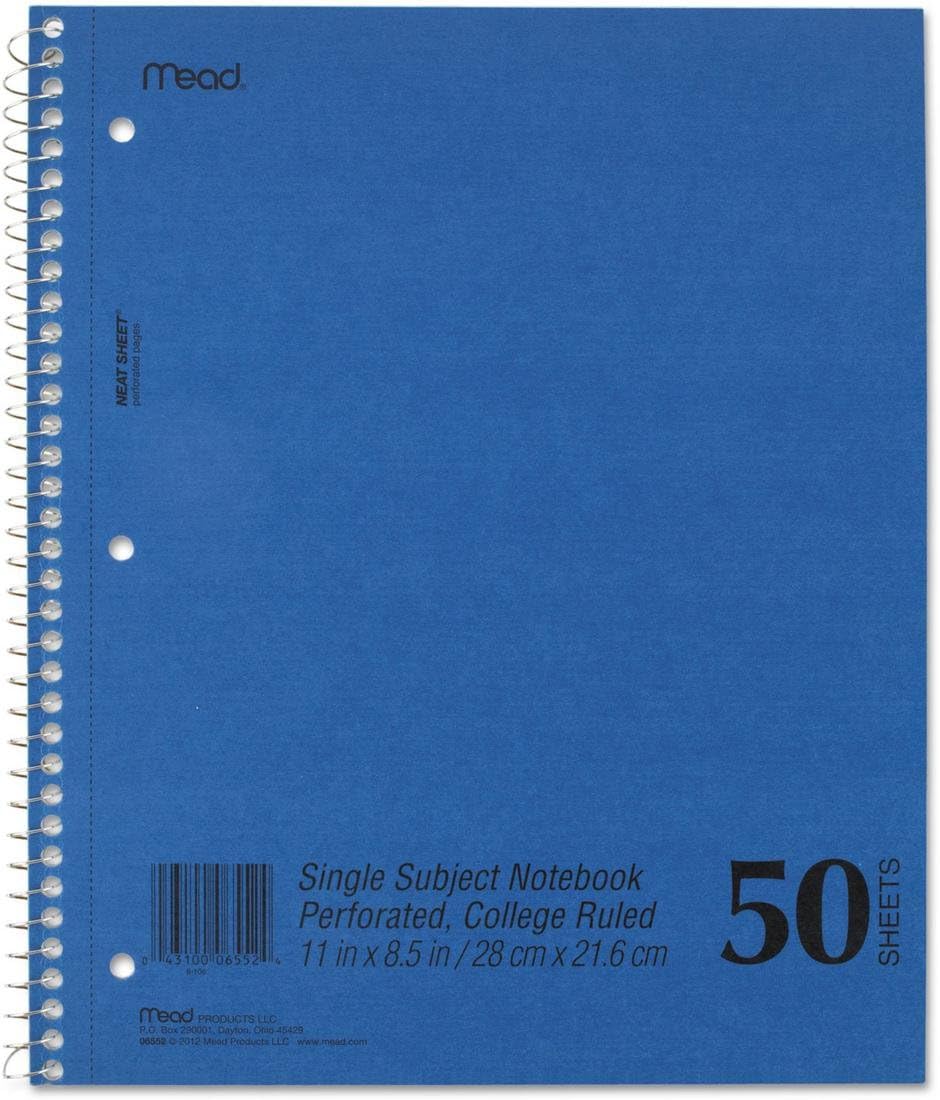 Amazon.com : Mead Mid Tier Single Subject Notebook, College Rule ...