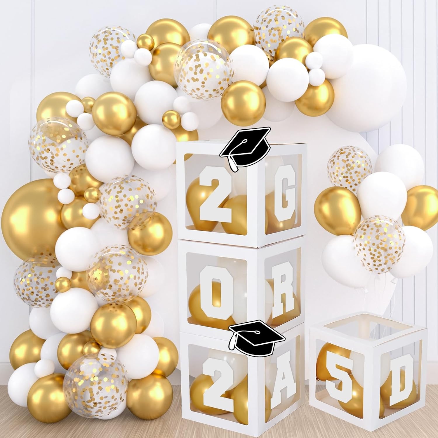 Amazon.com: Graduation Decorations Class of 2025 - White Balloon Boxes ...