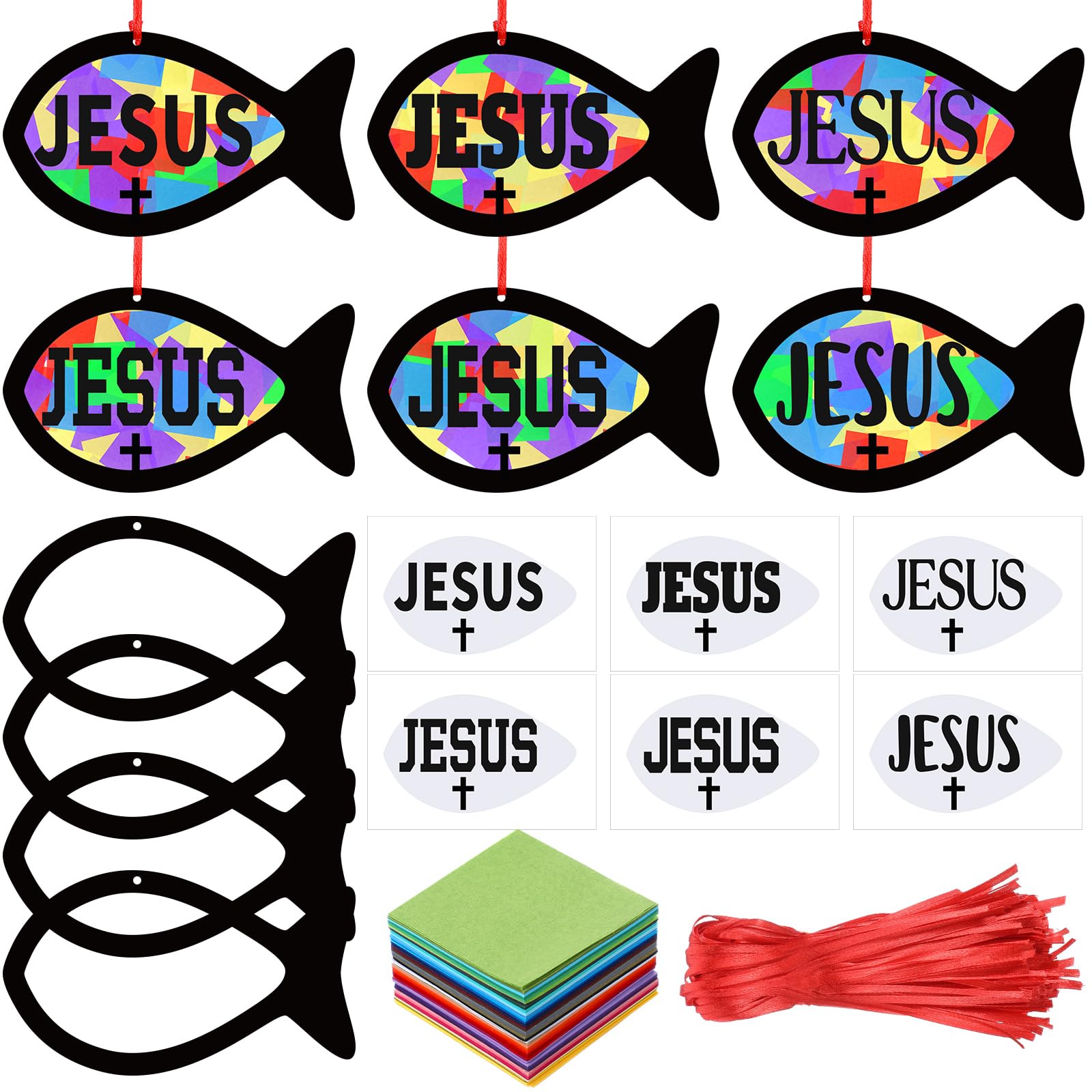 Amazon.com: Sinload 24 Sets Faith Fish Craft Kit DIY Christian Jesus ...