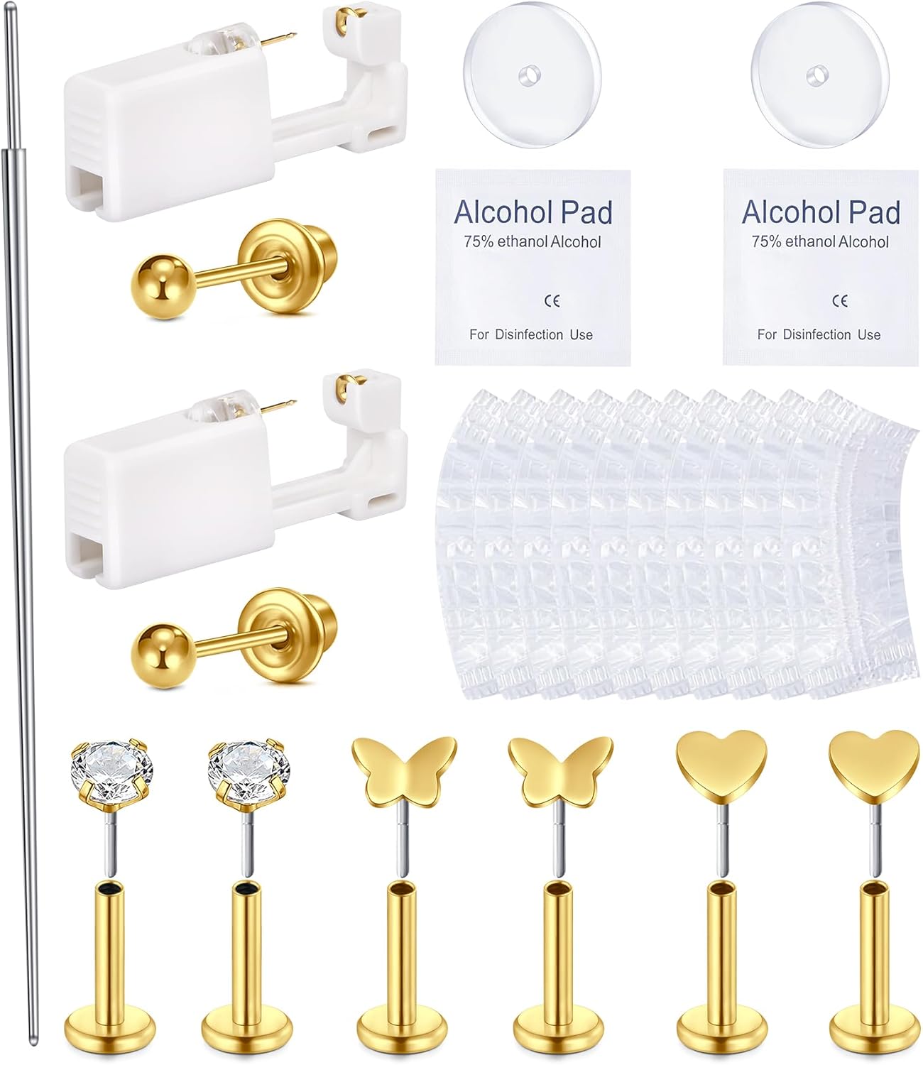 Amazon.com: QWALIT Ear Piercing Kit Gold Ear Piercing Gun Kit Self ...