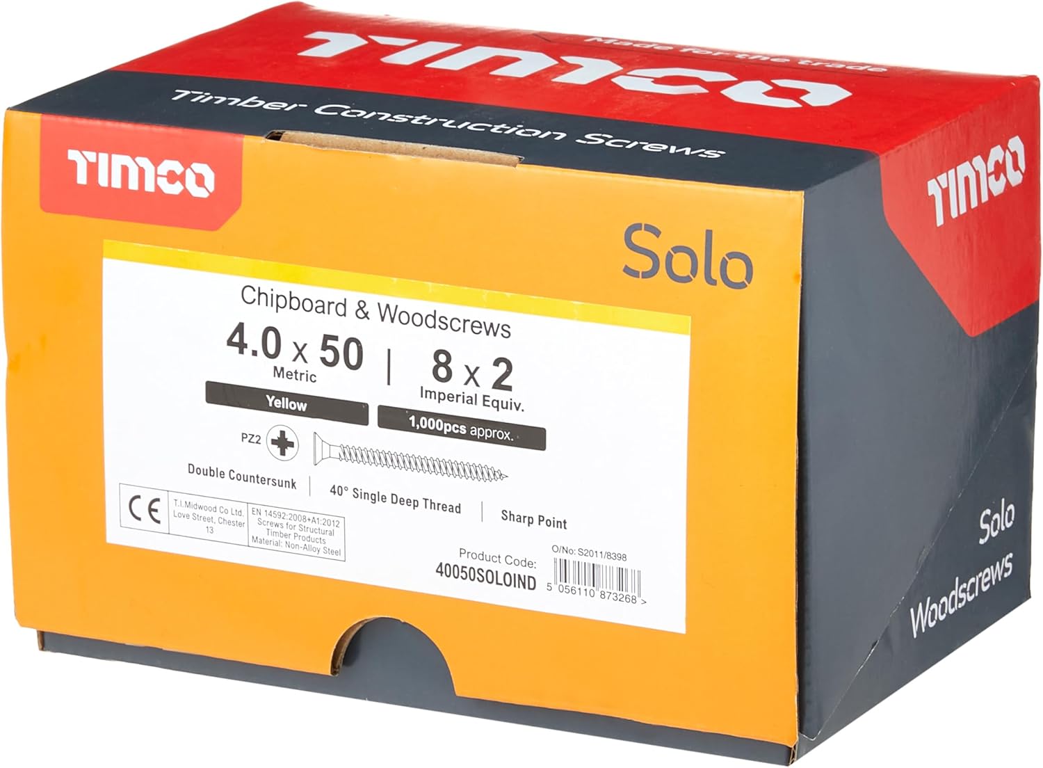 TIMCO Solo Woodscrews Industry Pack - 4.0 x 50mm - Gold : Amazon.co.uk ...