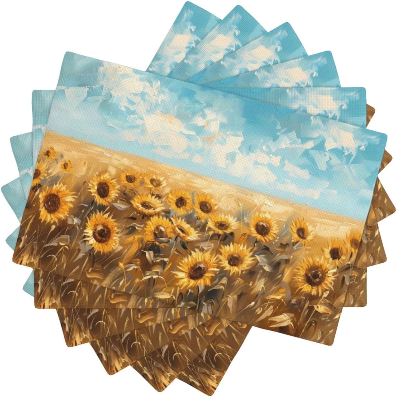 Amazon.com: Sunflower Field Bliss Placemats Set of 6 - Heat Resistant ...