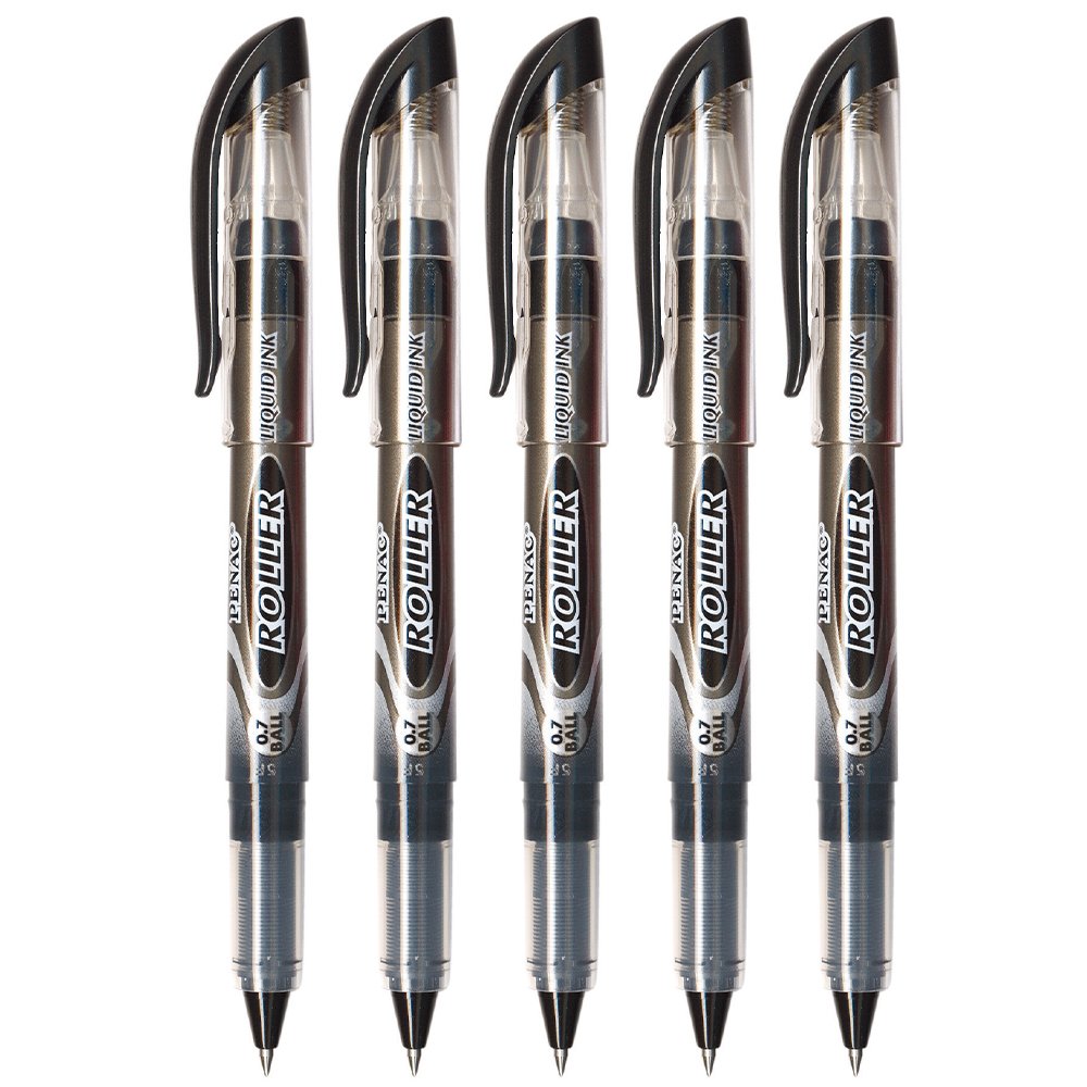 Penac Liquid Ink Roller Pen 0.7mm Black (Pack of 5) : Amazon.in: Office ...
