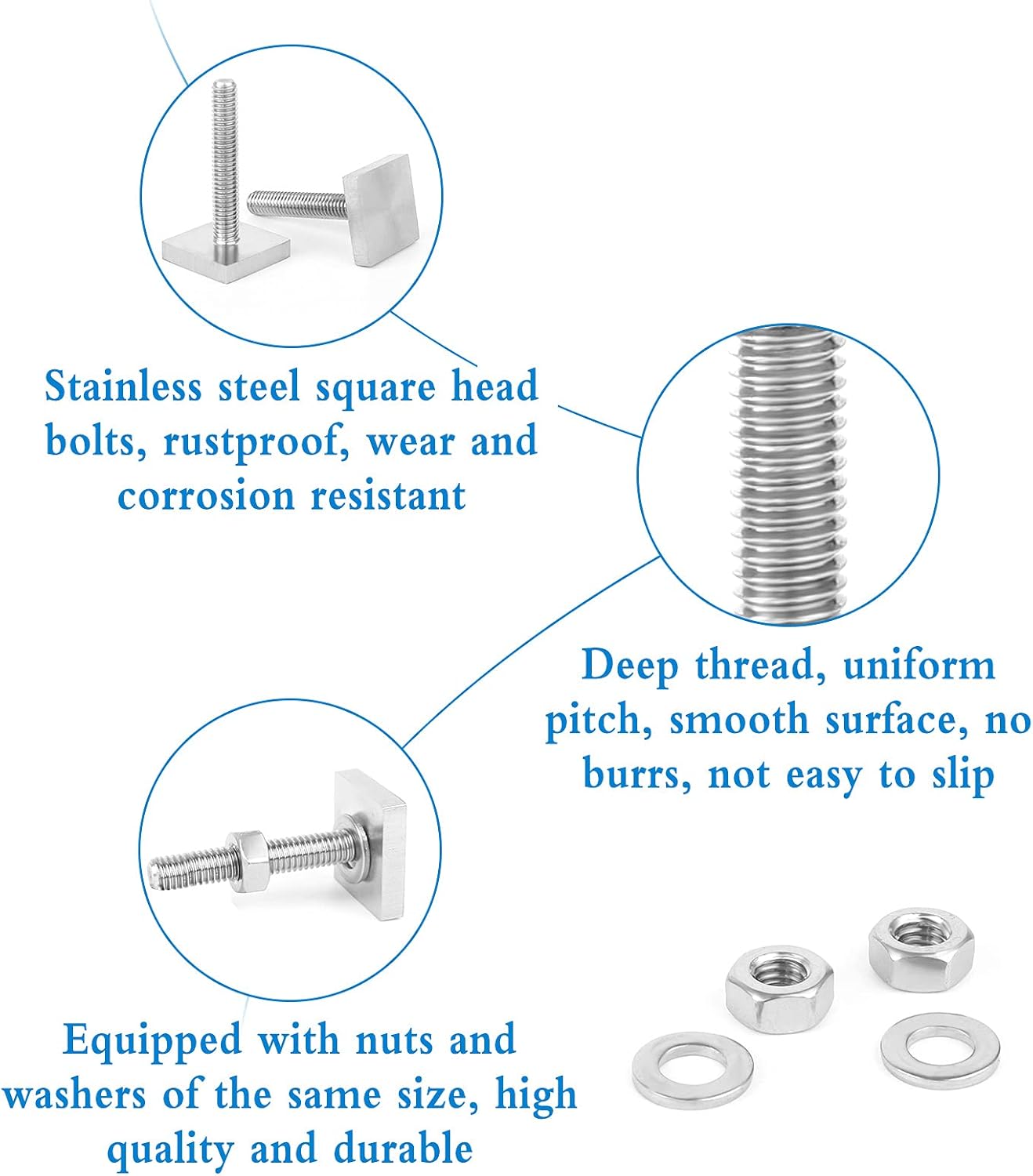 Yuehuabao 8 Pieces Roof Rack Bolts, Stainless Steel Roof Bolts M6 T ...