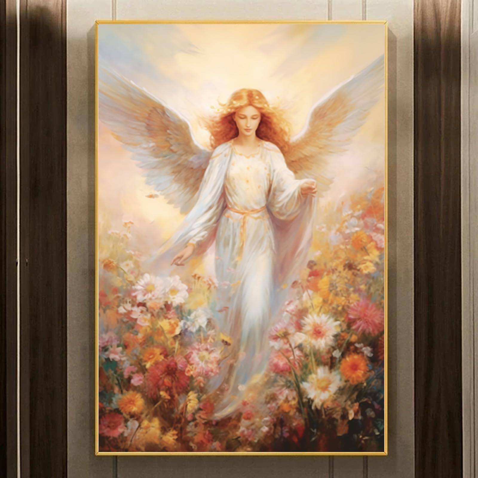 Amazon.com: Angel Wings Canvas Wall Art Flower Angel Biblical Angel ...
