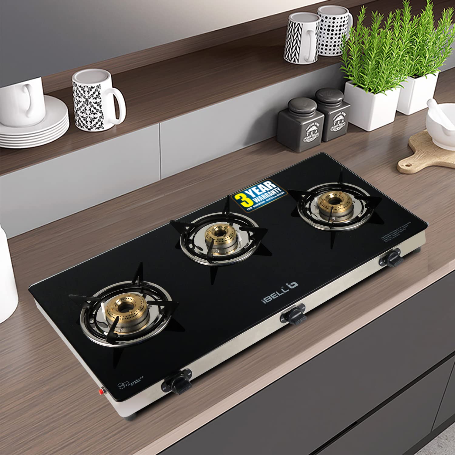 Buy iBELL AGS9413SLMSS Stove with Auto Ignition Switch, 3 Burner, BIS ...