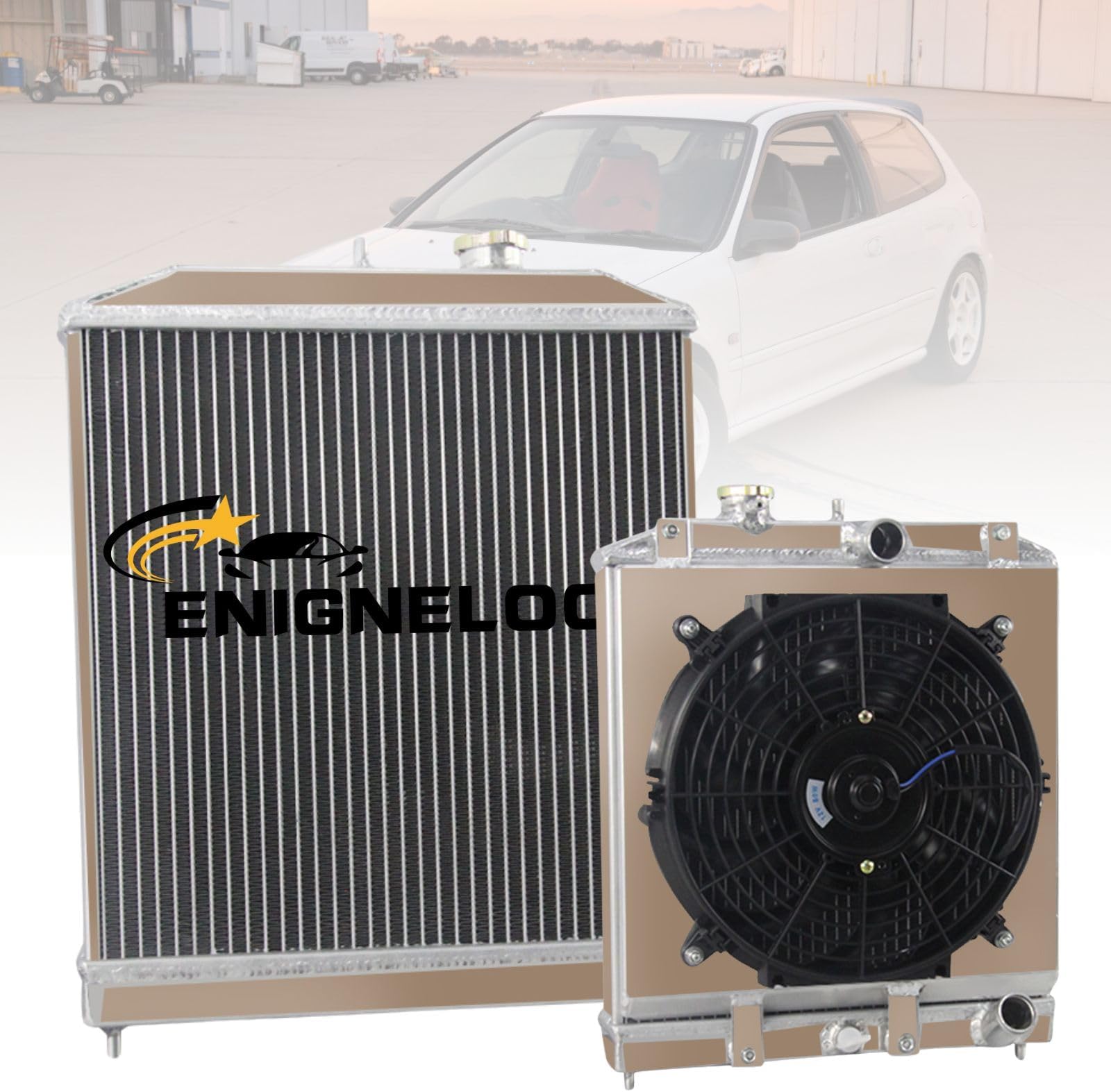 Amazon.com: ALLOYWORKS 3 Row Aluminum Radiator Fan Shroud Kit For Honda Civic EJ/EK/Civic DEL ...