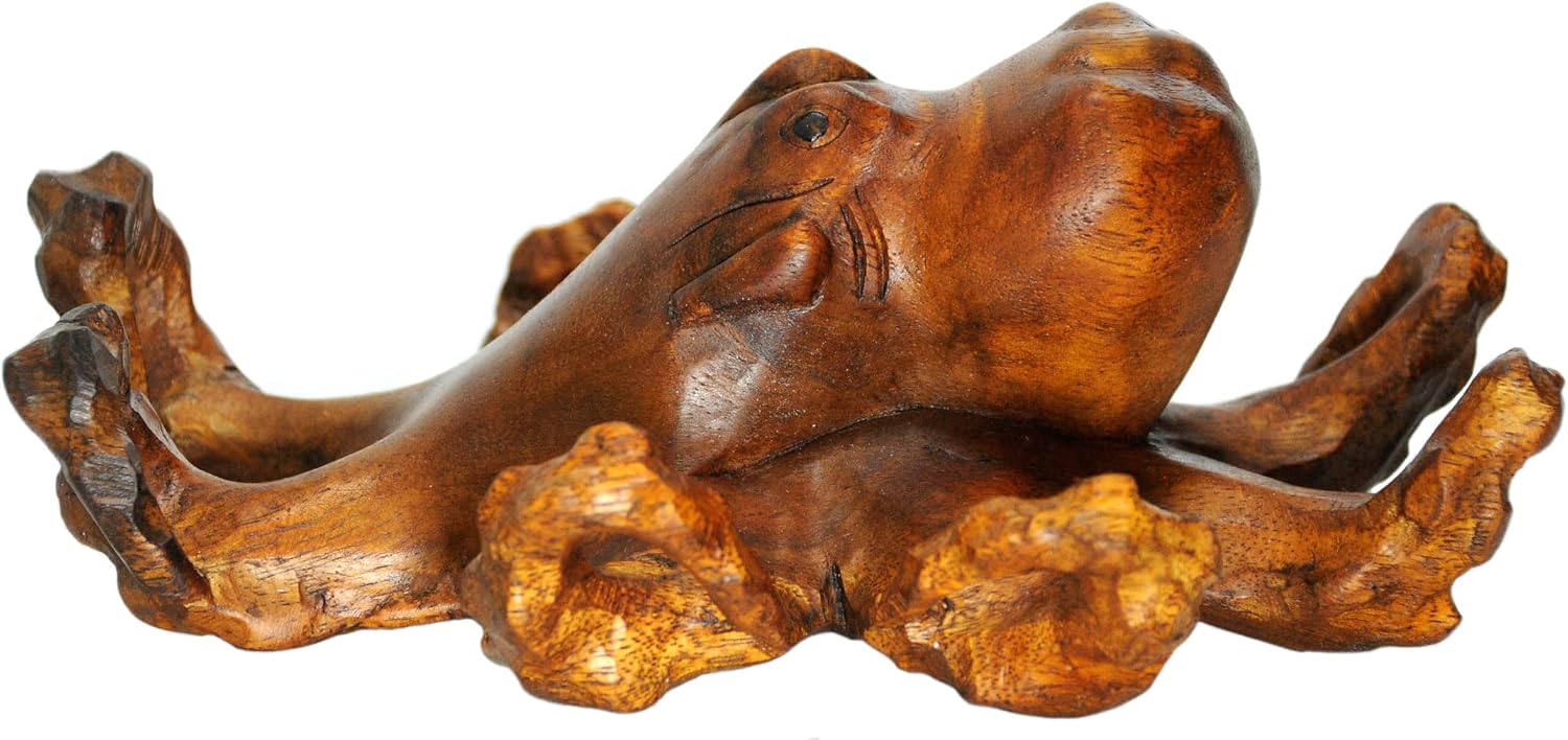 Amazon.com: Alii of Hawaii 8" Hand Carved Wood Hawaiian He'e Octopus ...