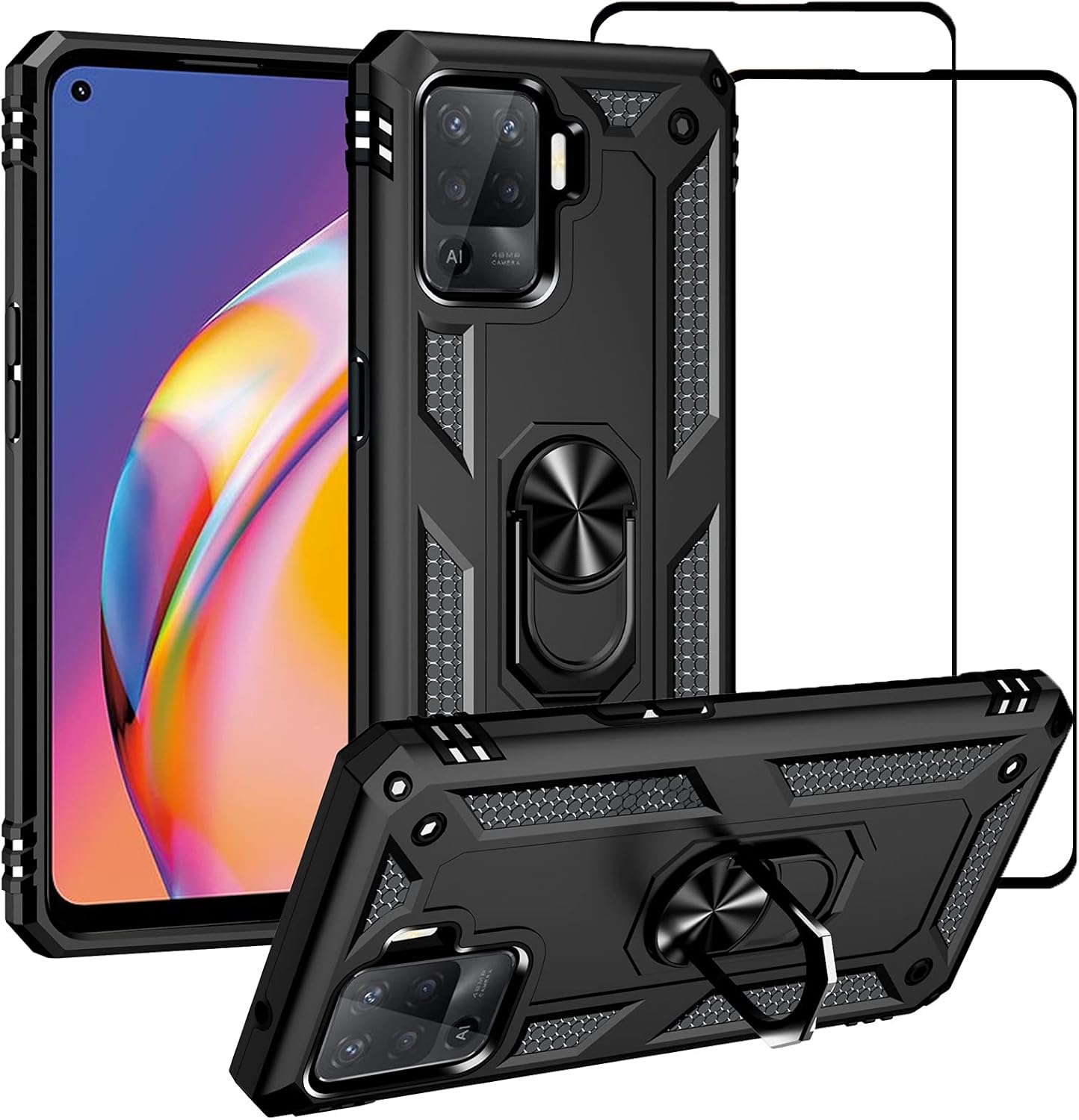 Case for OPPO Reno 5 Lite / Reno5 F/Reno 5F Cover and [2 Screen ...