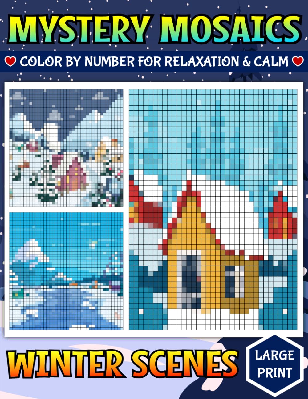 Amazon.com: Mystery Mosaics Winter Scenes - Color by Number for ...