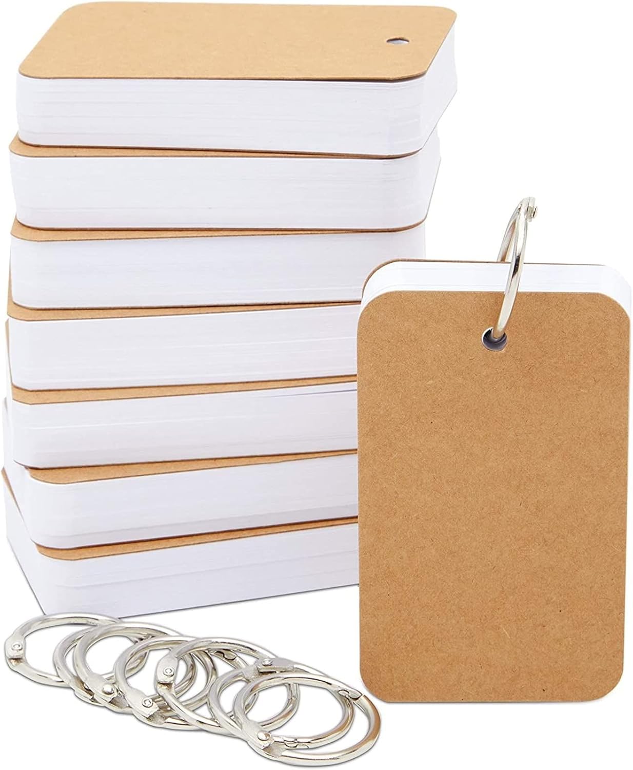 8 Pack Blank Flash Cards with Rings for Studying with 50 Sheets Each ...