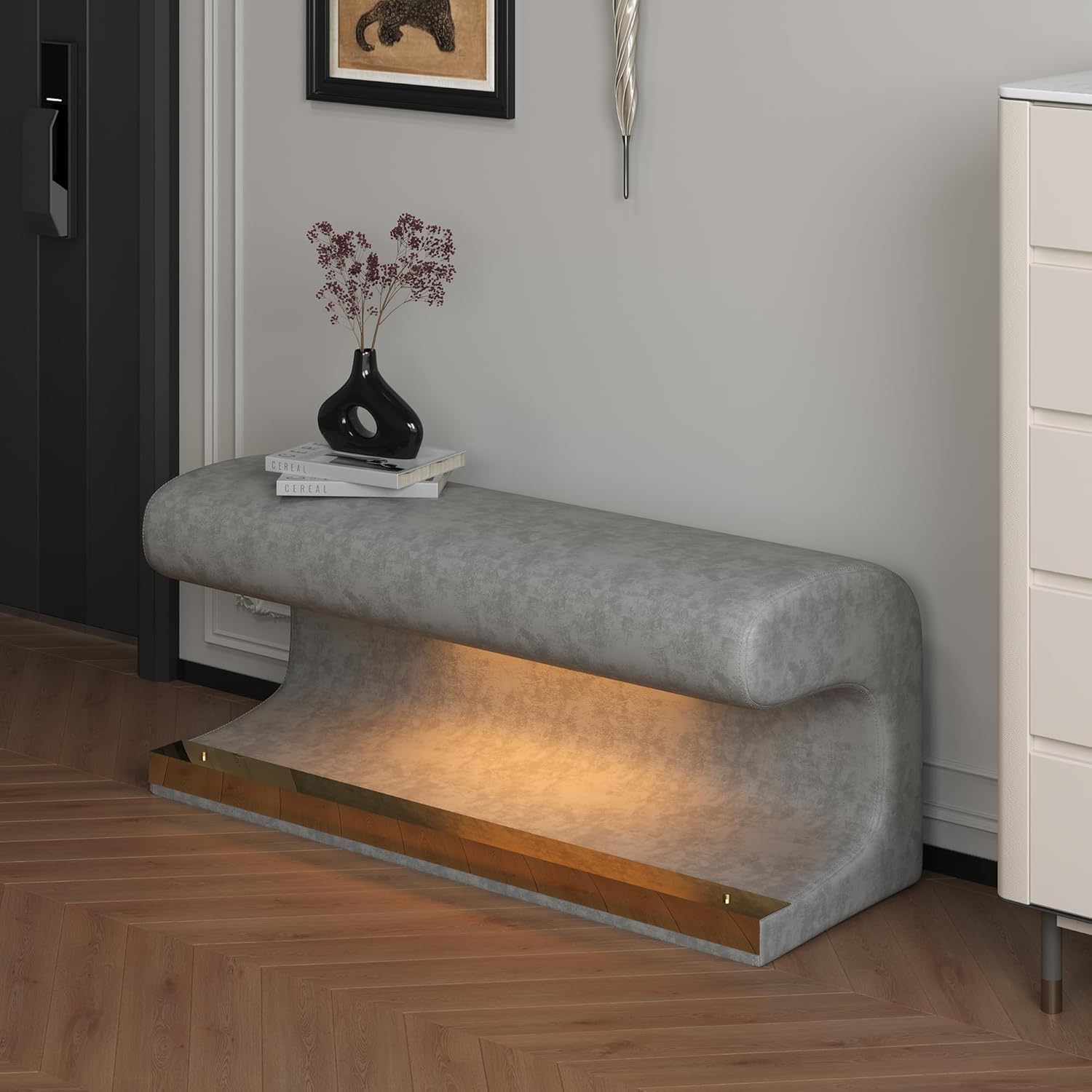 Amazon.com: Modern Ottoman Bench, 37" Faux Leather Entryway Bench ...