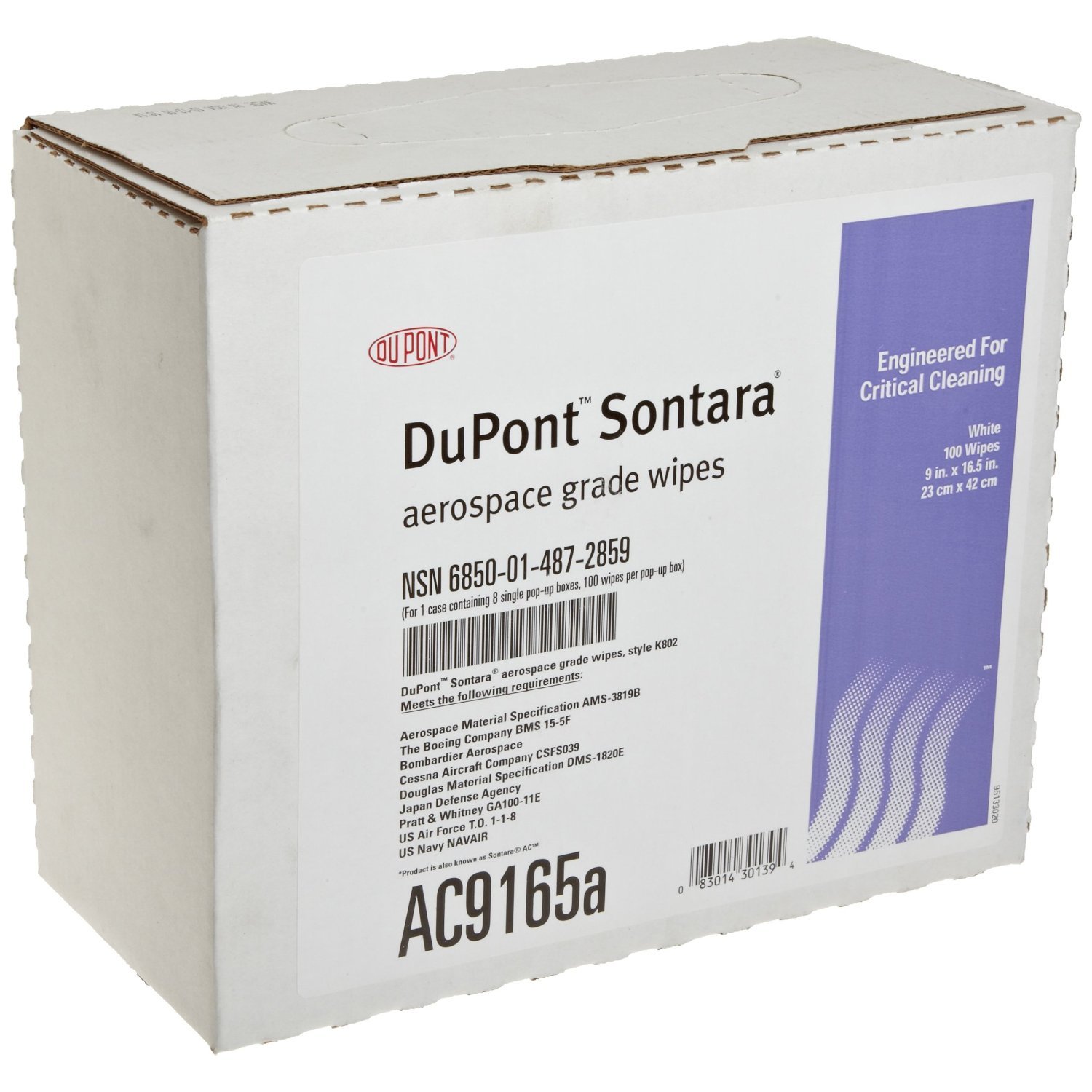 Contec AC9165 DuPont Sontara White Aircraft Wipe In Single Pop-Up ...