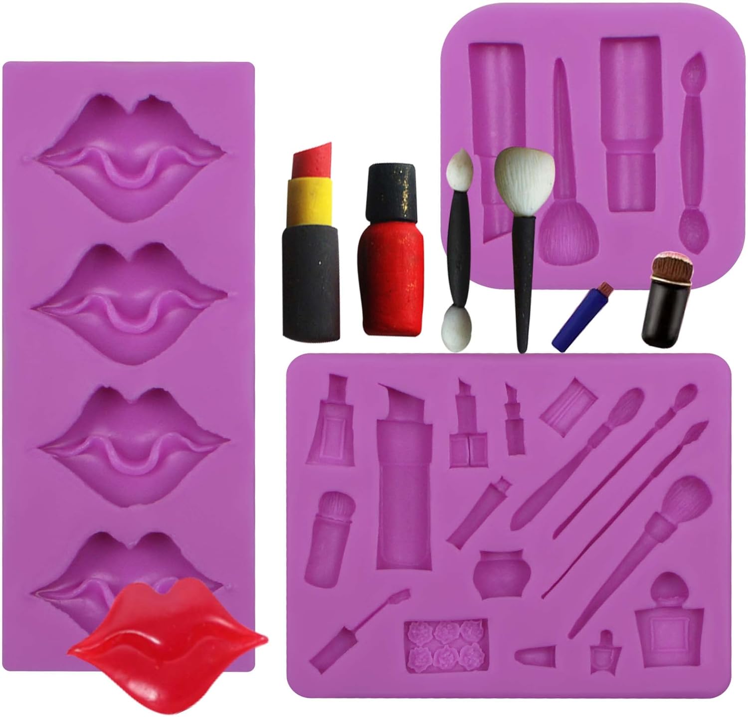 Amazon.com: Makeup Chocolate Silicone Molds, Lipstick Kiss Fondant Mold ...