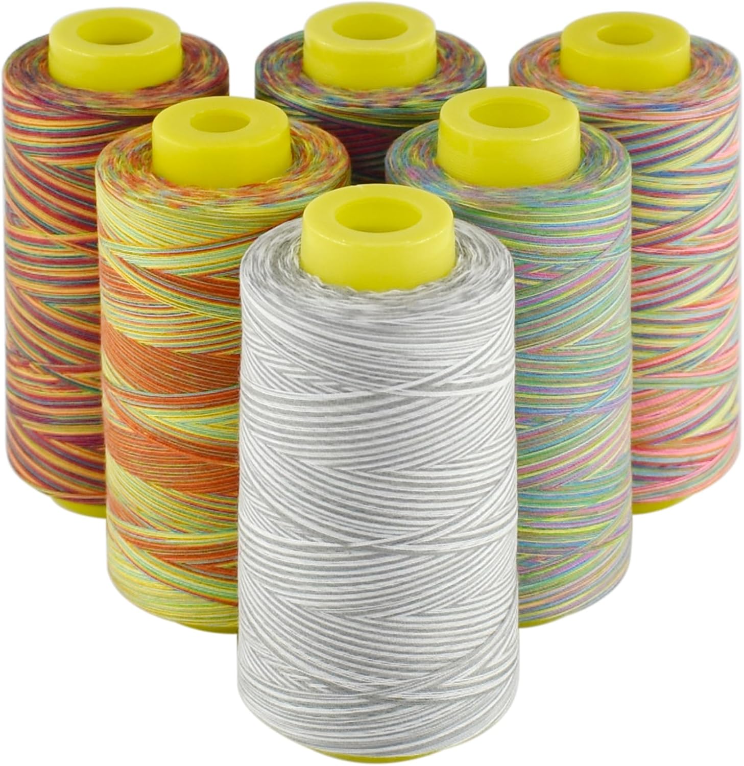 Amazon.com: Rainbow Variegated Polyester Serger Sewing Thread, 6 Cones ...