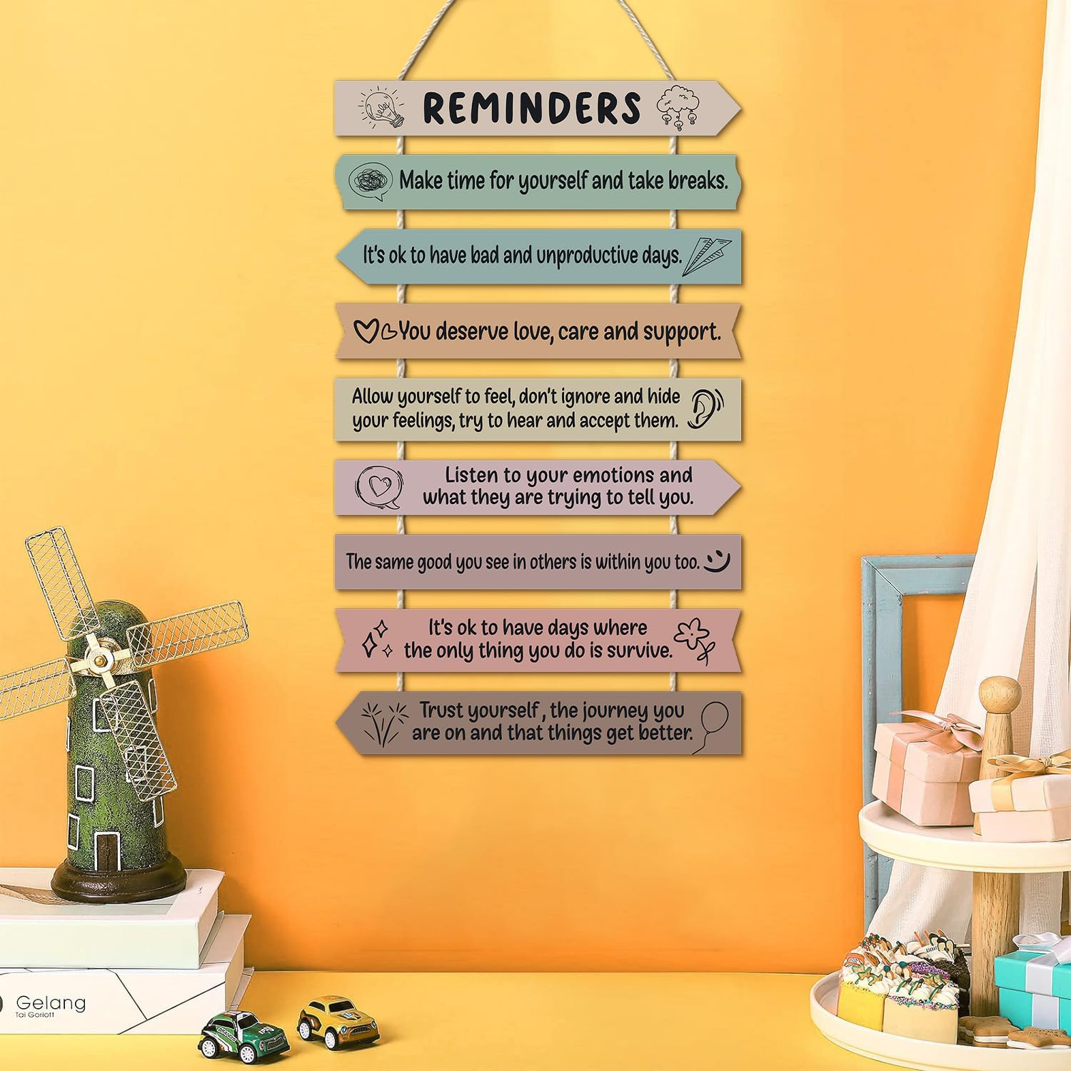 Snapklik.com : Positive Affirmations Wooden Hanging Wall Decor Mental ...