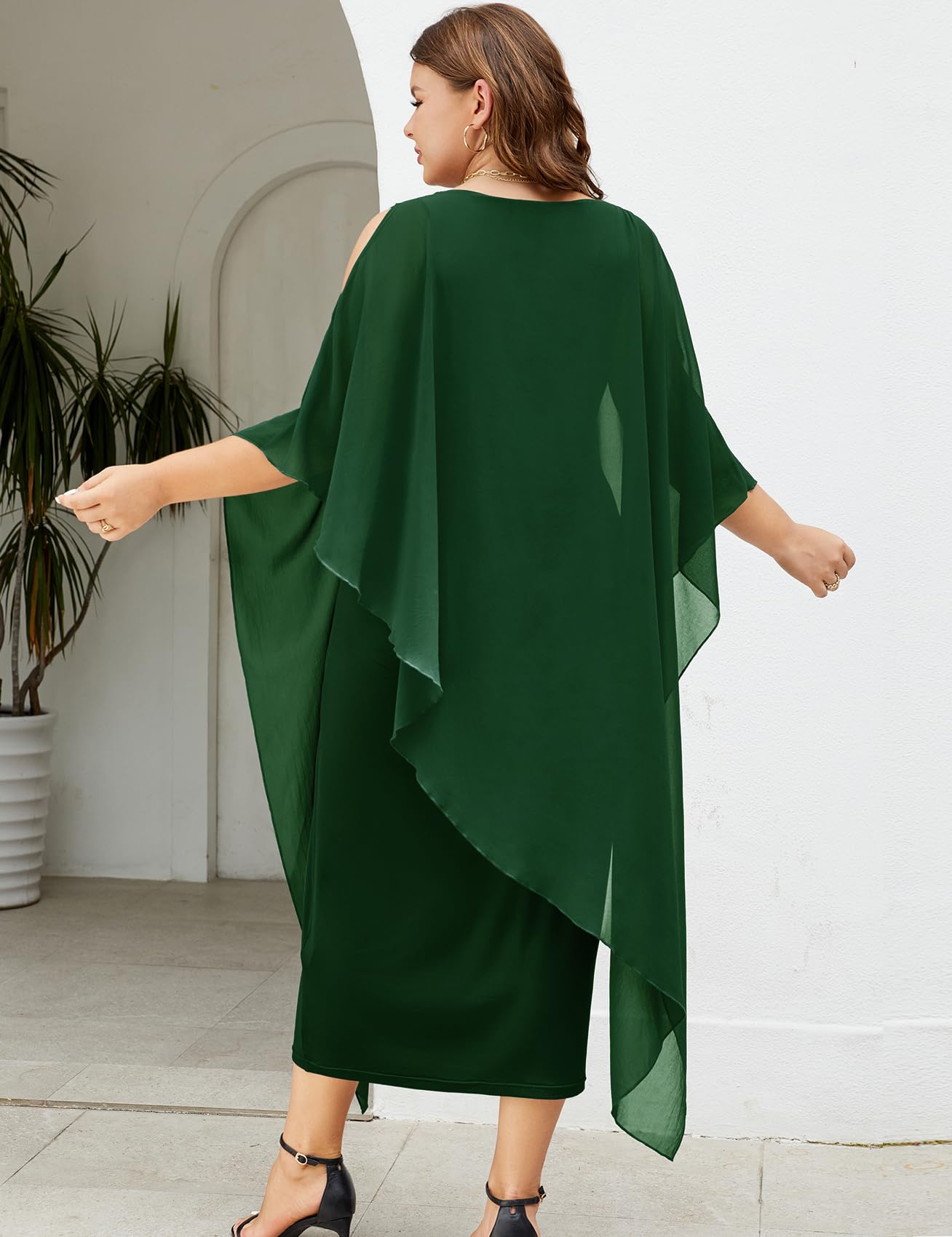 Snapklik.com : ZOMVA Plus Size Elegant Formal Dress Long Cape Overlay ...