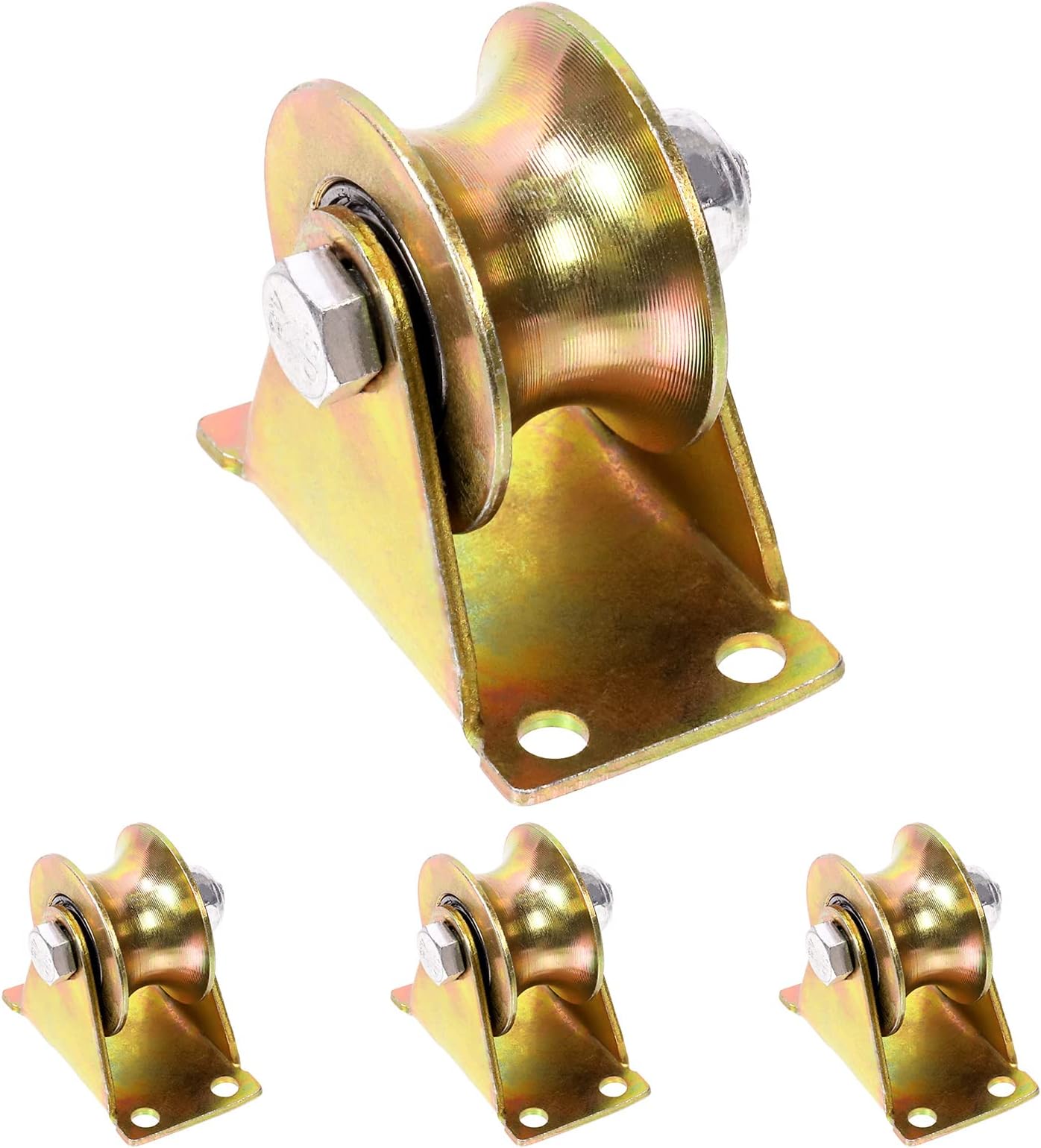 Tanstic 4Pcs 2 Inch U Groove Wheels with Bracket, 1045 Steel Wheel ...