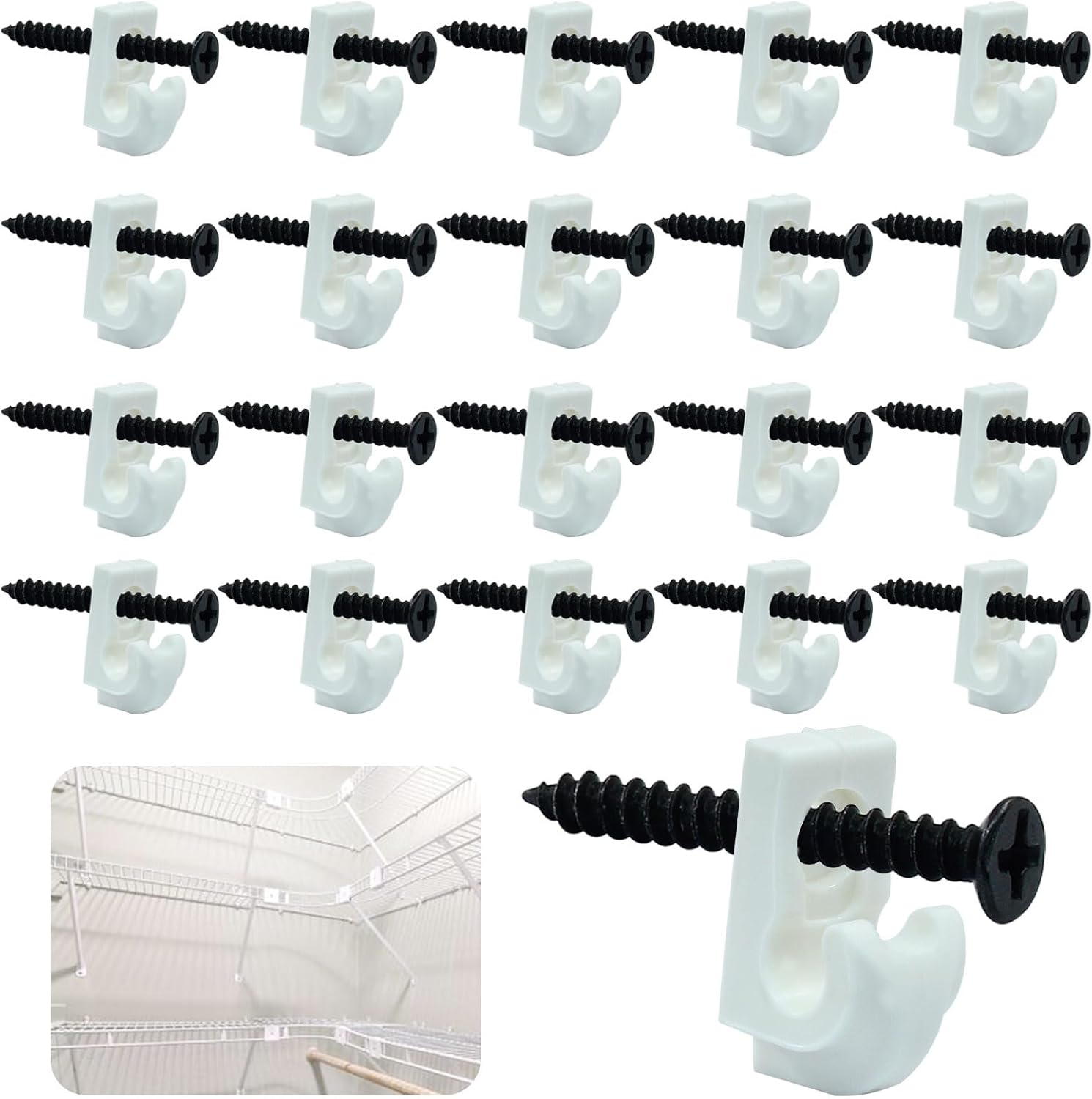 Amazon.com: Moicstiy 25 Pack White Down Wall Clips, Wire Shelf Loop ...
